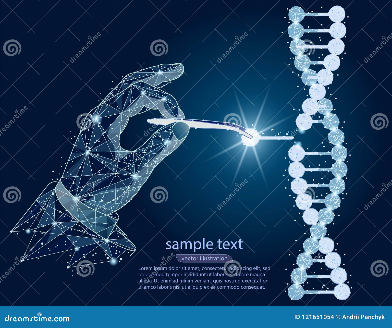 DNA Helix 3D Illustration. Mutations Under Microscope. Decoding Genome ...