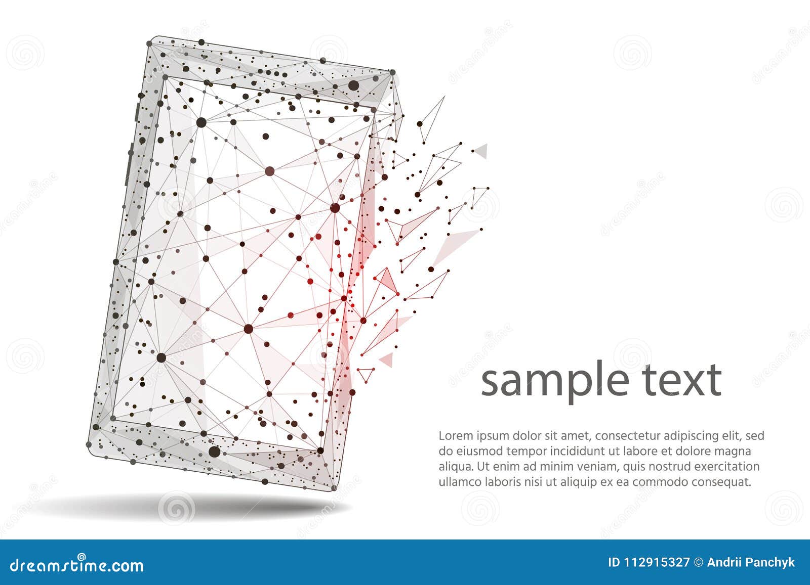 Abstract Design of Mobile Phone Smartphone. Isolated from Low Poly ...