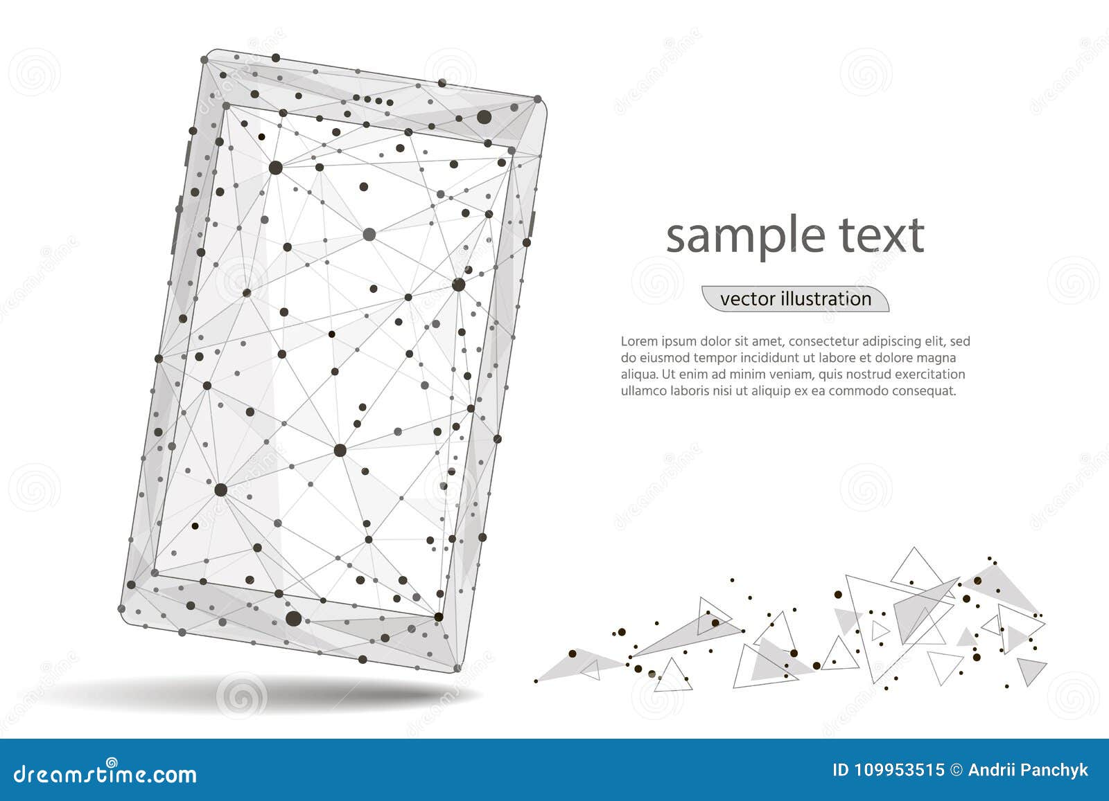 Abstract Design of Mobile Phone Smartphone. Isolated from Low Poly ...