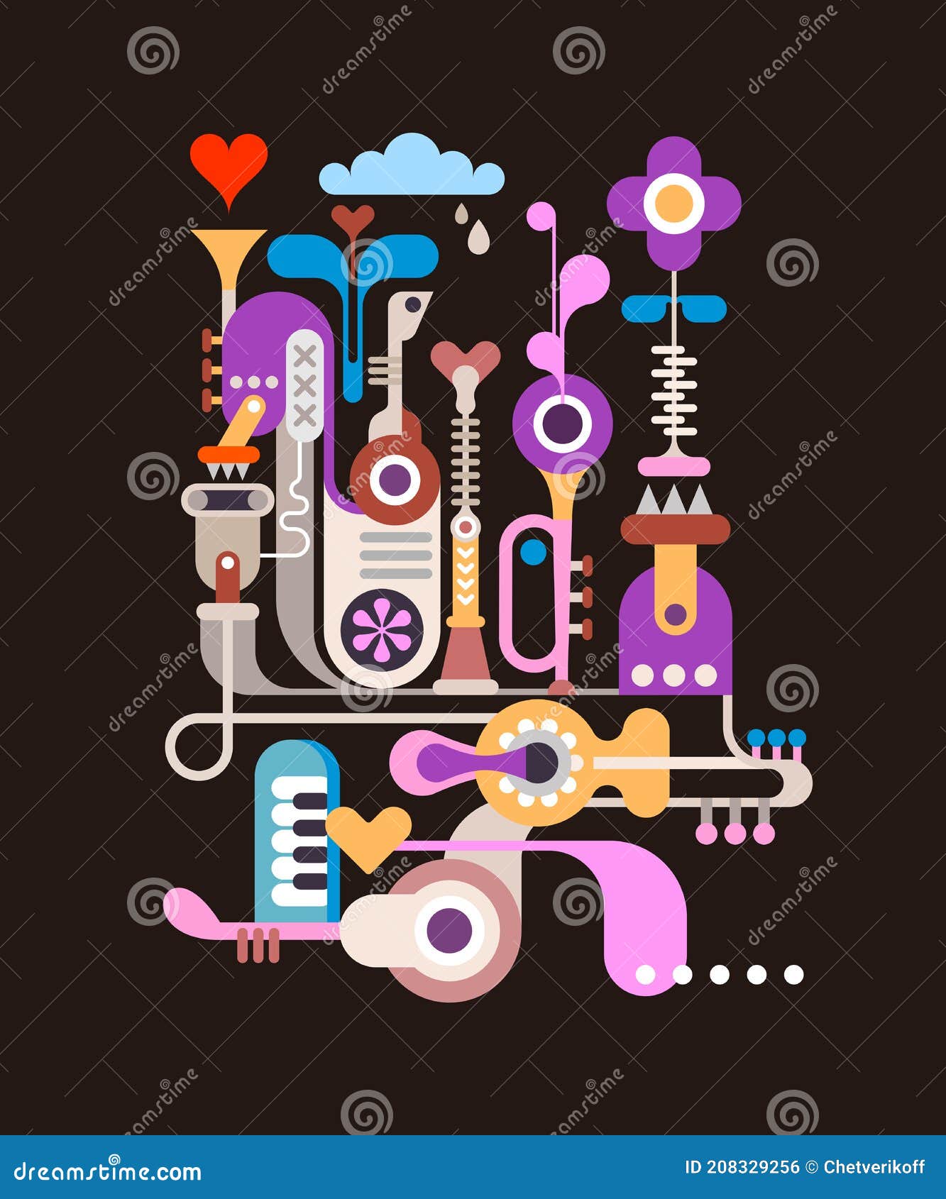 Abstract Design with Music Instruments Stock Vector - Illustration of ...