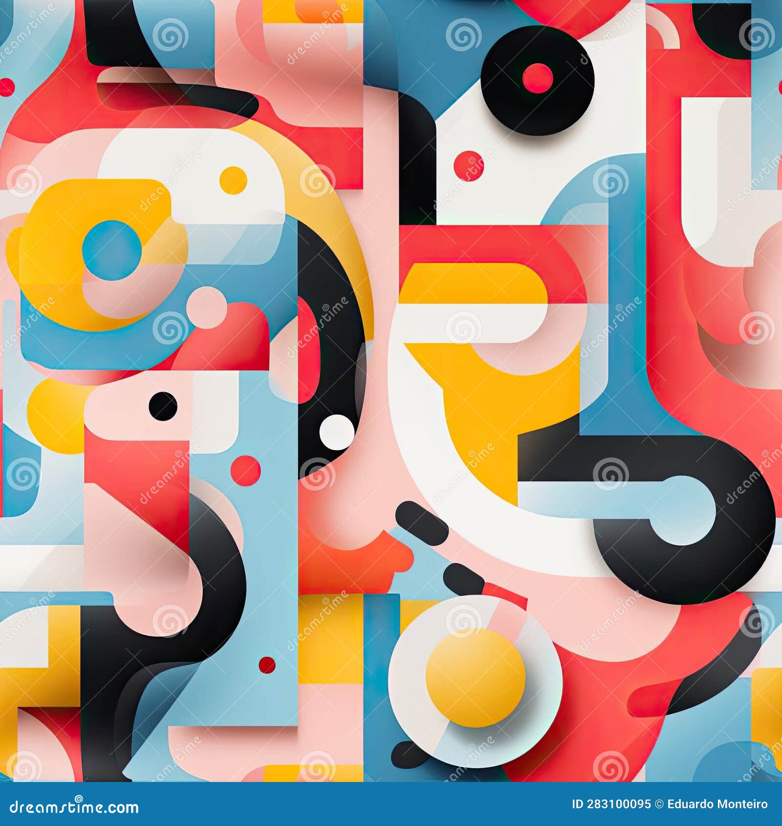 Abstract Design Pattern with Geometric Shapes in Bold Colors (tiled ...