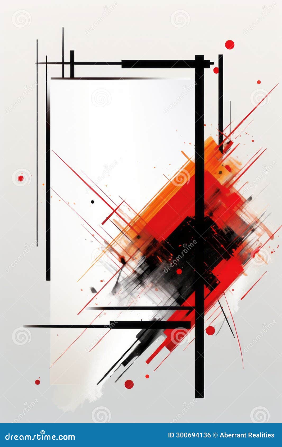 Abstract Design with Red and Black Paint Strokes on a White Background ...