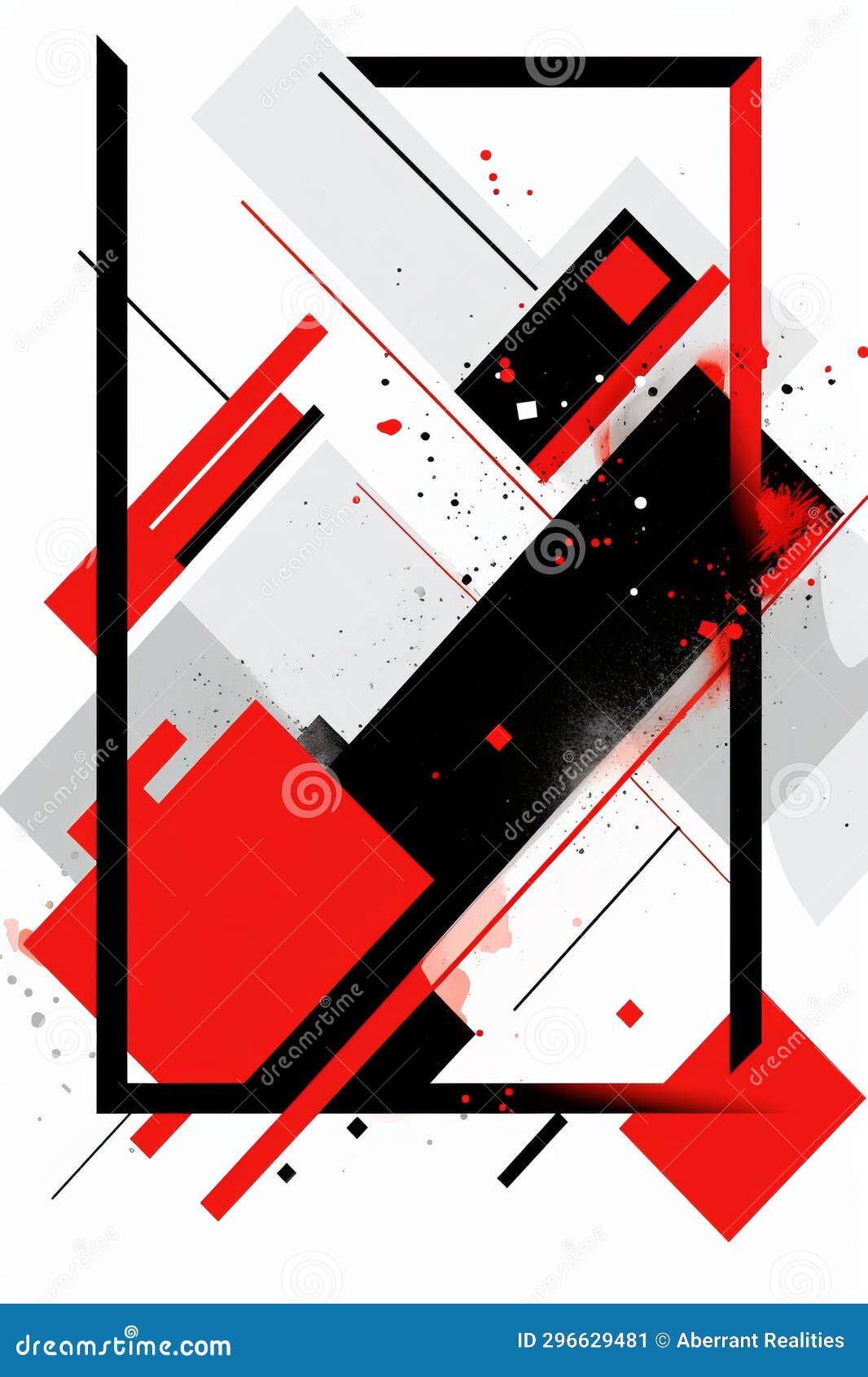 Abstract Design with Red and Black Squares Stock Illustration ...
