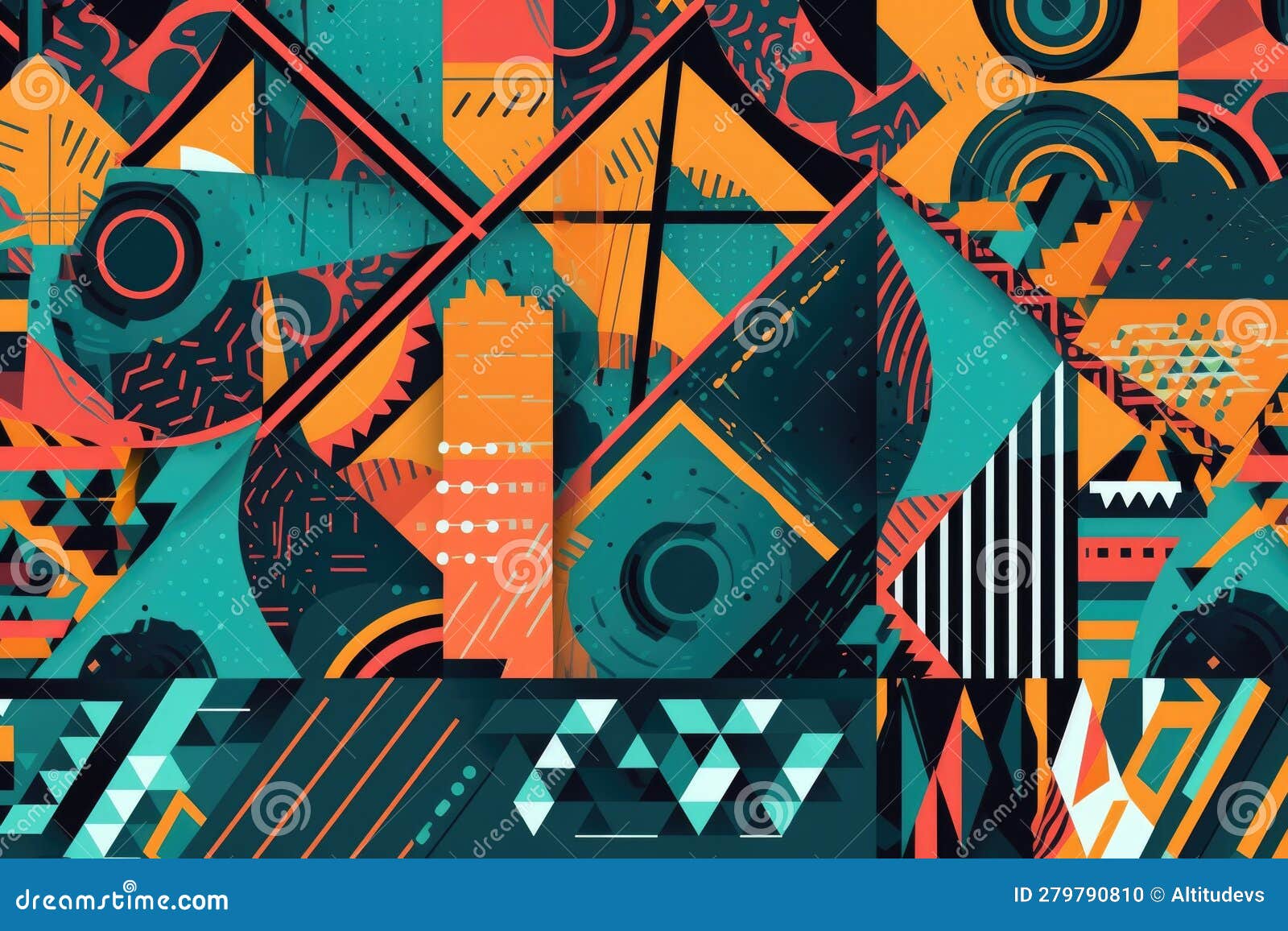 Abstract Design with Repeating Patterns of Geometric Shapes Stock ...