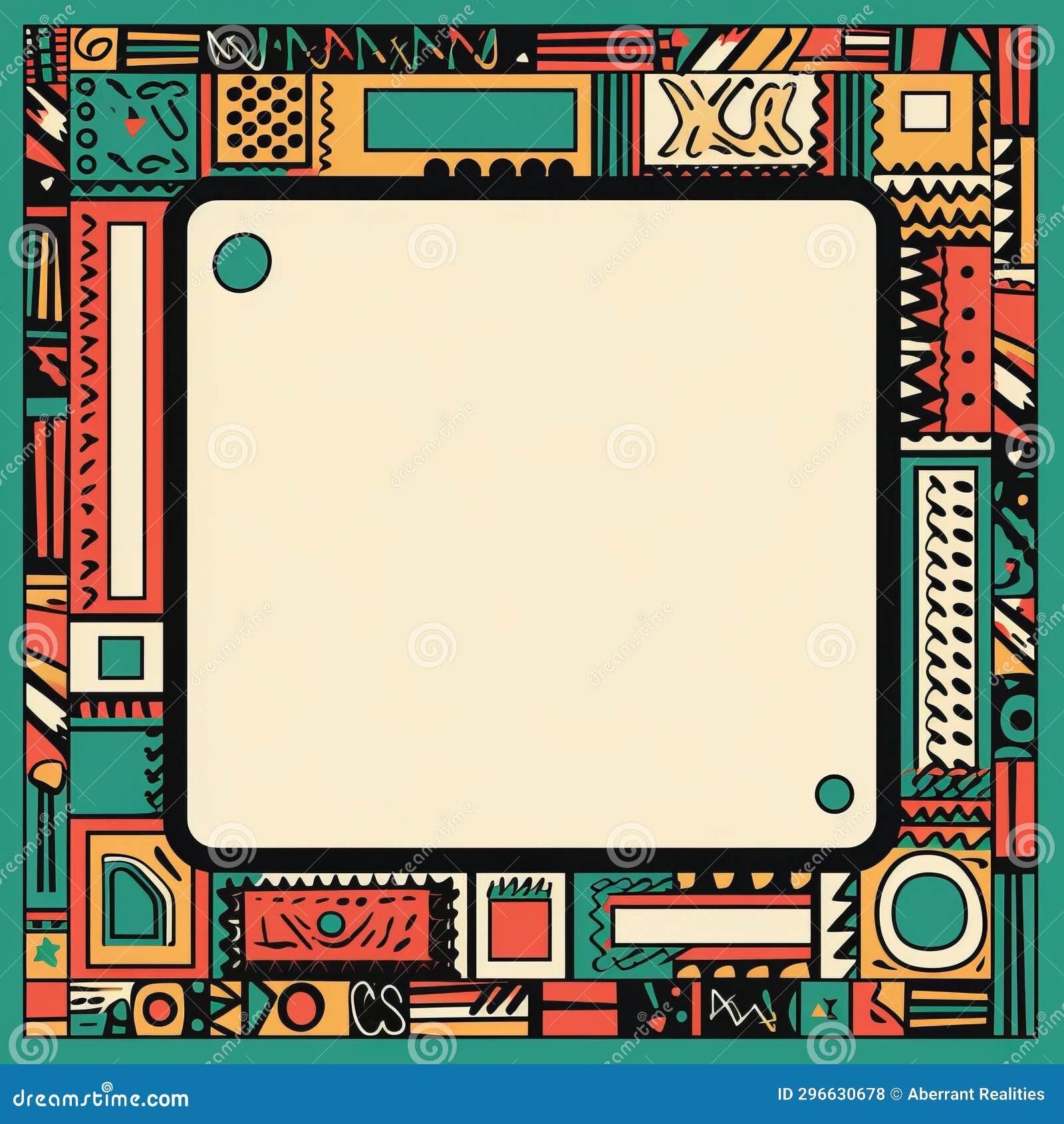 An Abstract Design with a Square Frame on a Green Background Stock ...