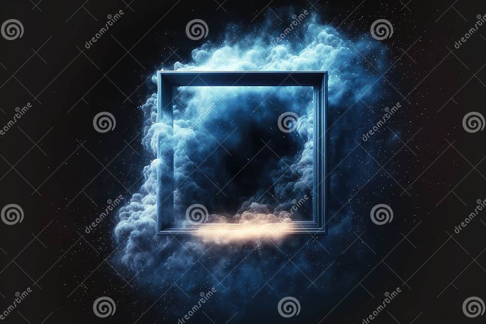 Abstract Design of Square Shape Clouds with Dying Colorful Particles ...