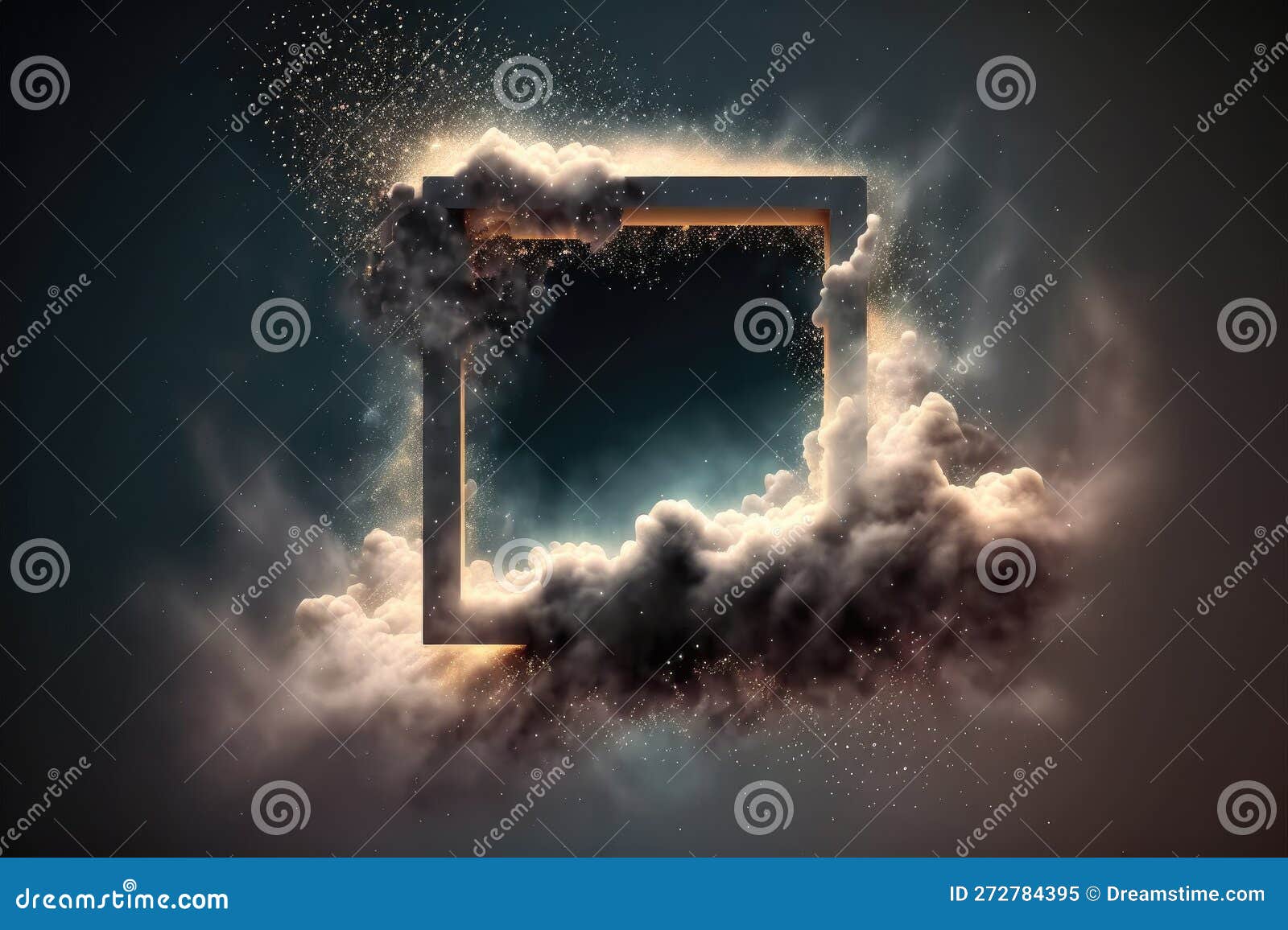Abstract Design of Square Shape Clouds with Dying Colorful Particles ...