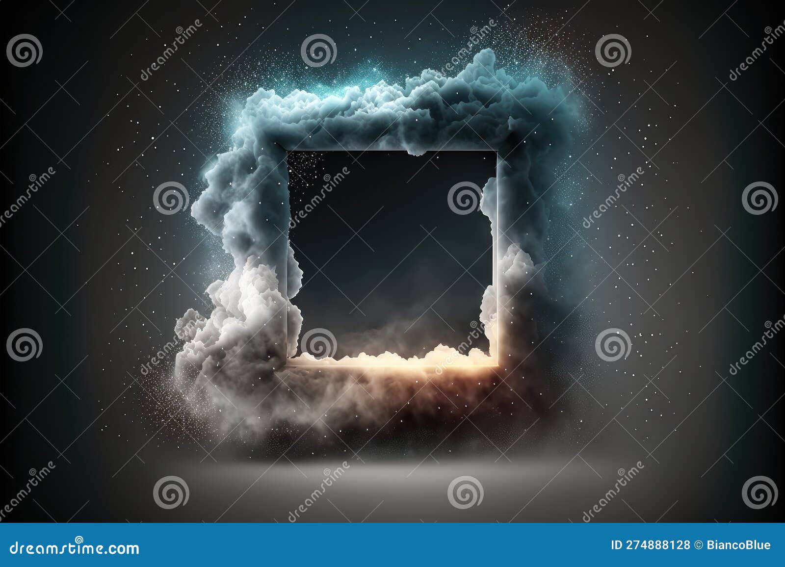 Abstract Design of Square Shape Clouds with Dying Colorful Particles ...