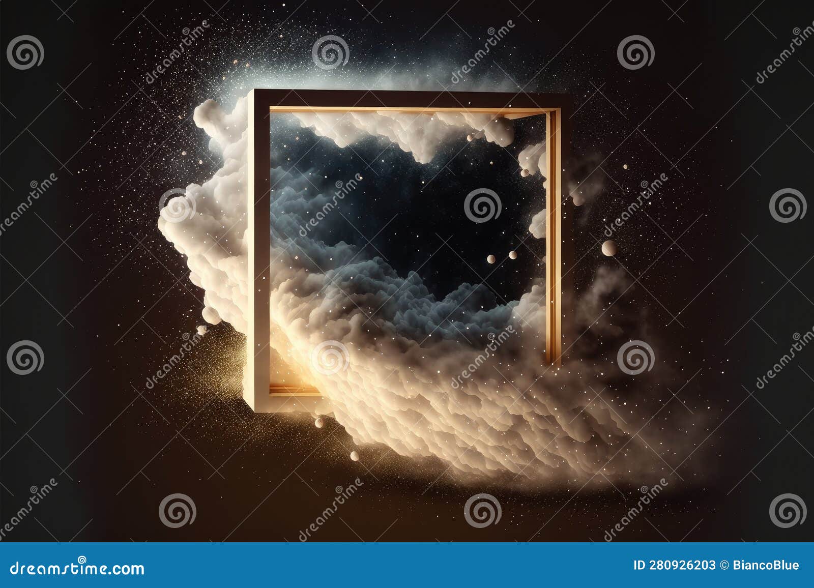 Abstract Design of Square Shape Clouds with Dying Colorful Particles ...