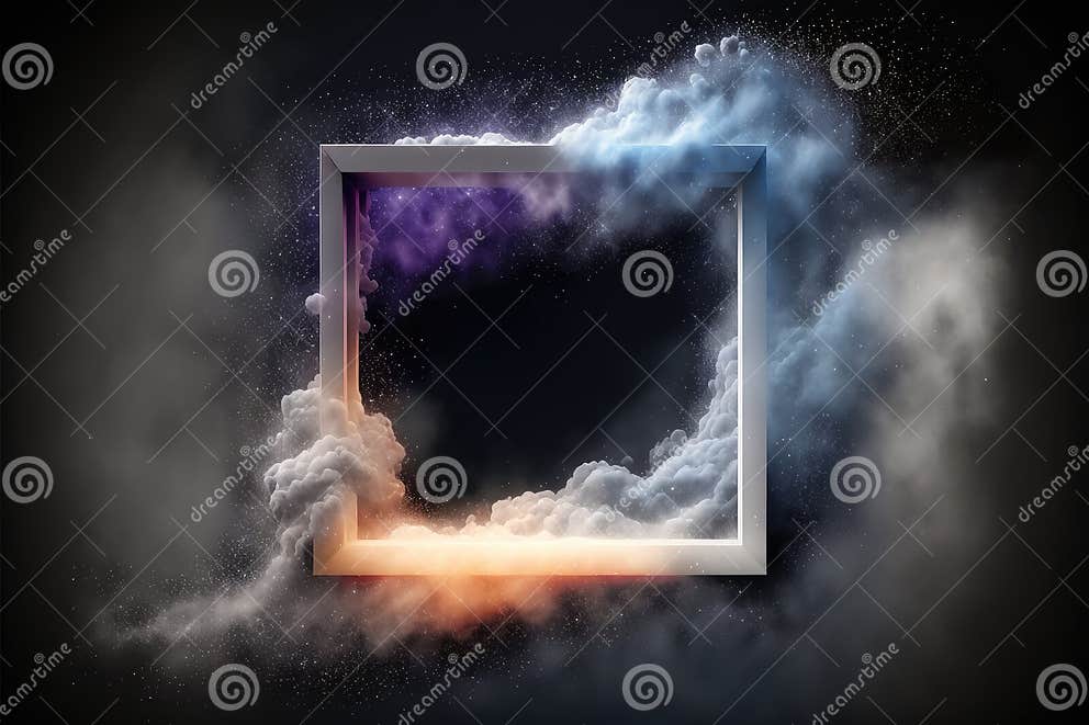Abstract Design of Square Shape Clouds with Dying Colorful Particles ...