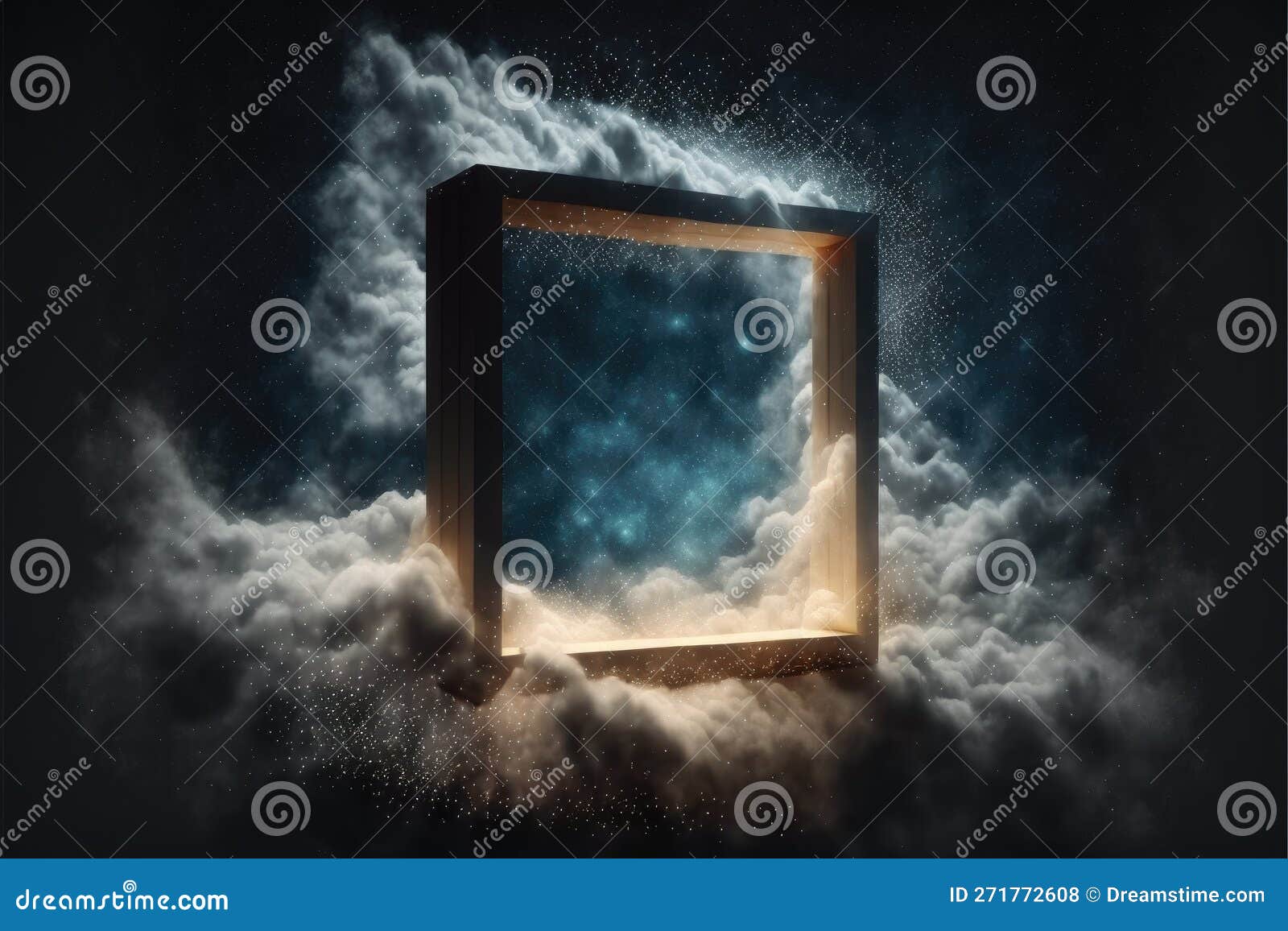 Abstract Design of Square Shape Clouds with Dying Colorful Particles ...