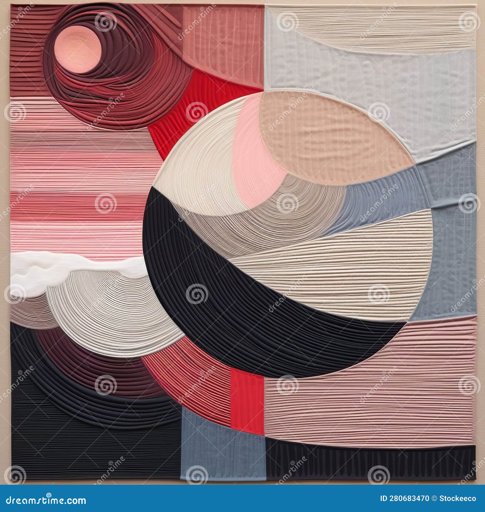 Abstract Paper Painting with Circular Shapes and Aggressive Quilting by ...