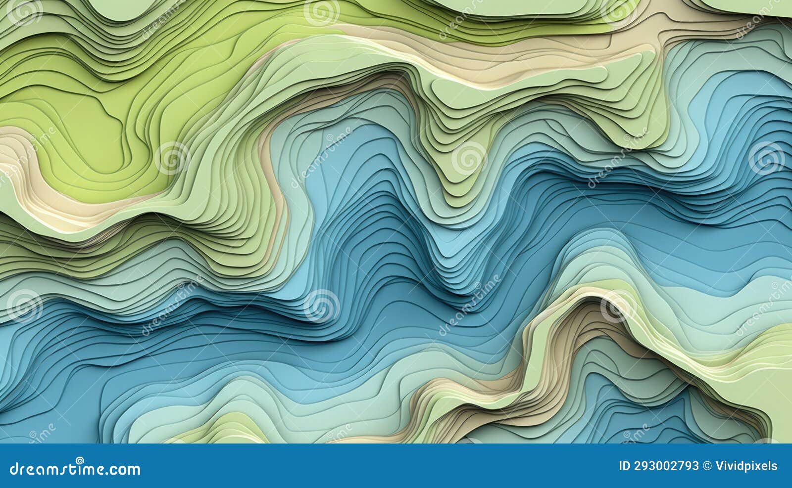 Abstract Design of a Topographic Map Using Browns, Greens and Blues ...