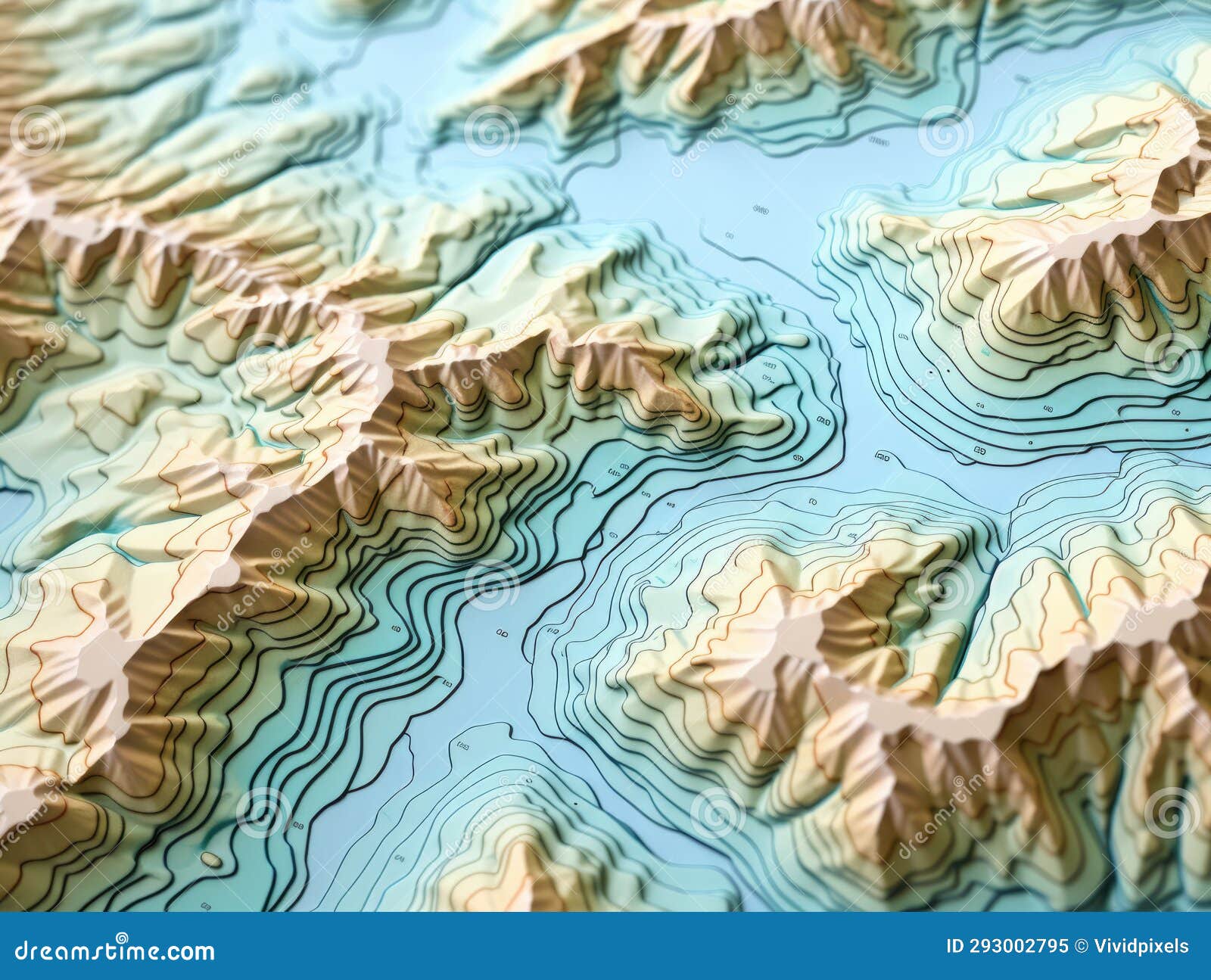 Abstract Design of a Topographic Map Using Browns, Greens and Blues ...