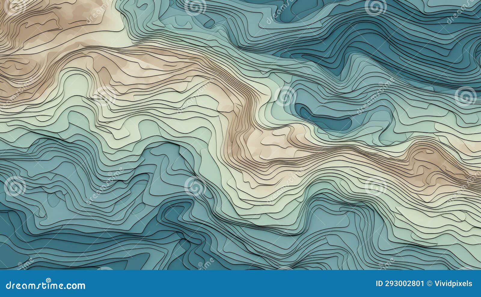 Abstract Design of a Topographic Map Using Browns, Greens and Blues ...