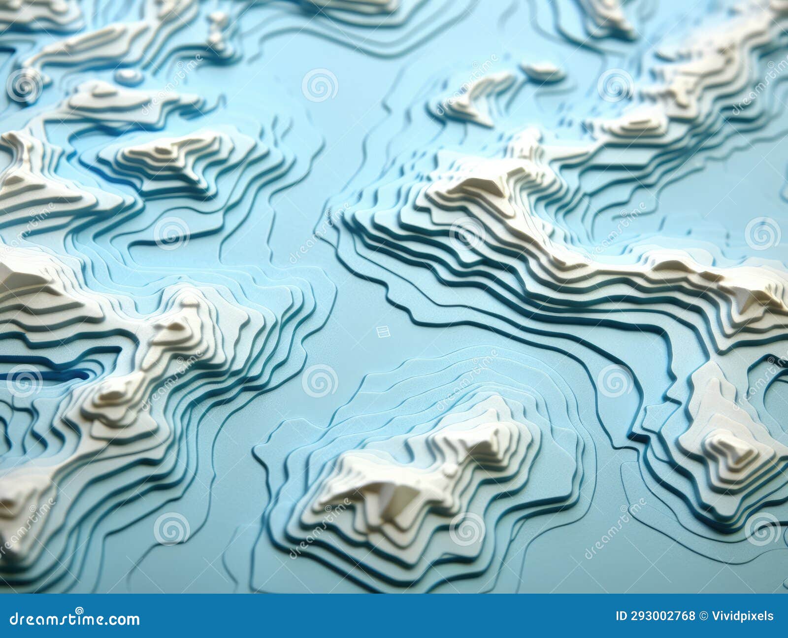 Abstract Design of a Topographic Map Using Whites and Blues Stock ...