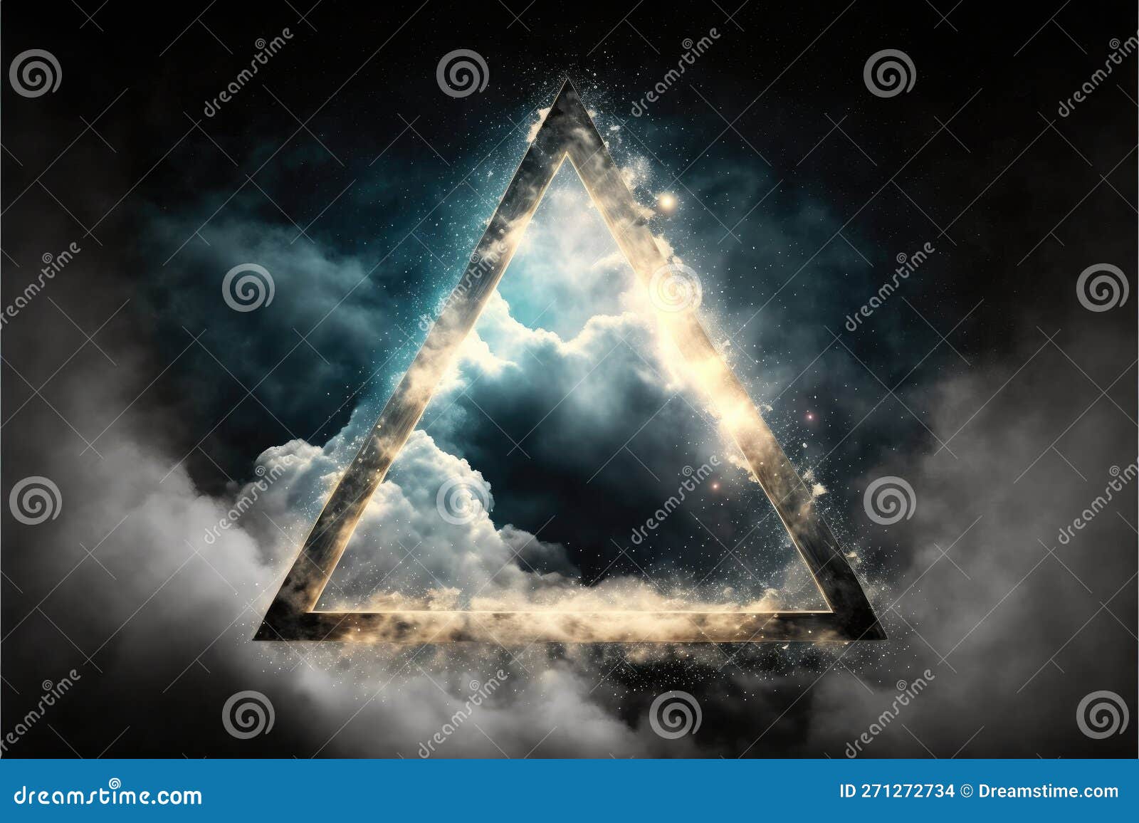 Abstract Design of Triangle Shape Cloud with Dying Colorful Particles ...