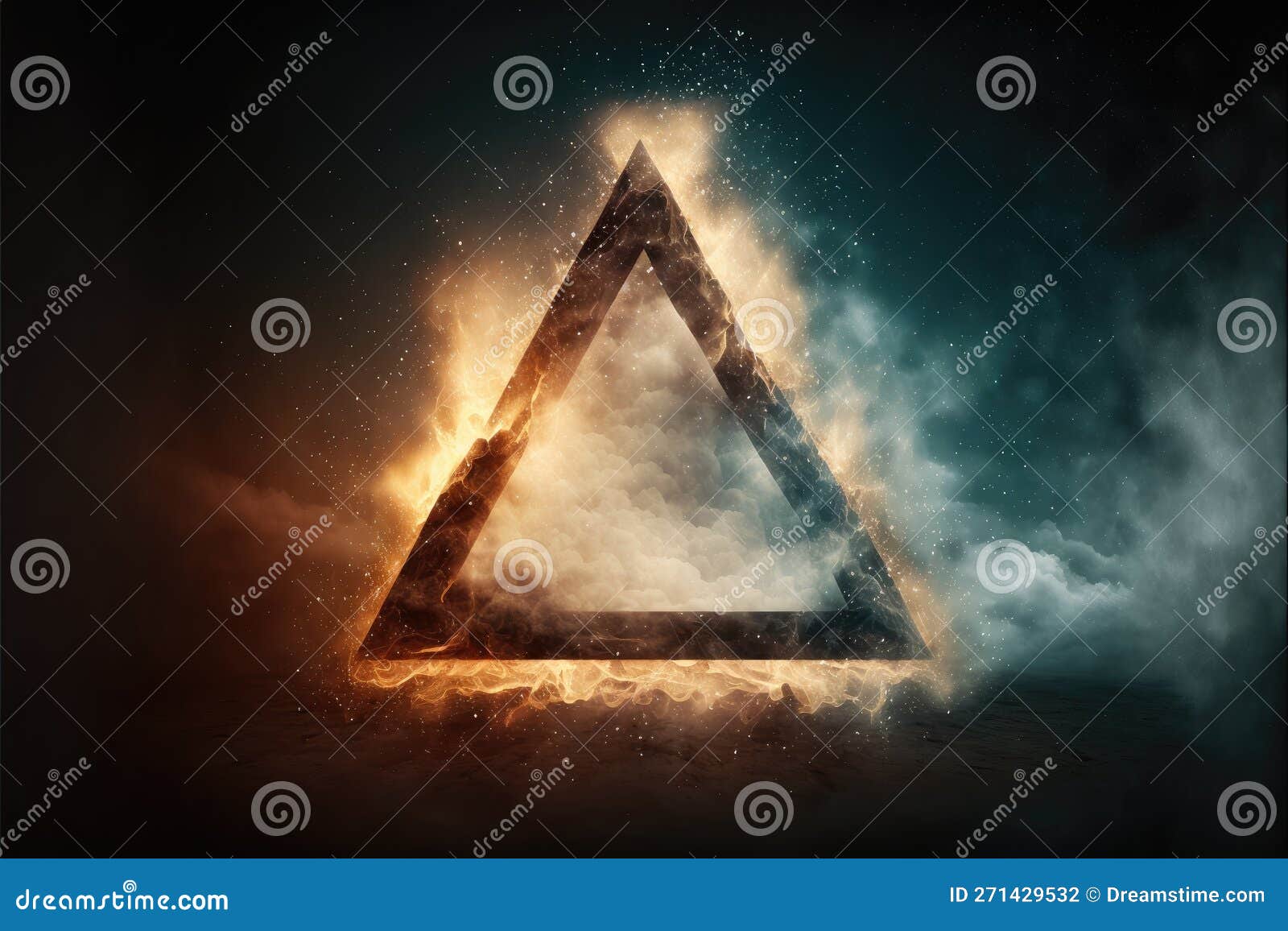 Abstract Design of Triangle Shape Cloud with Dying Colorful Particles ...