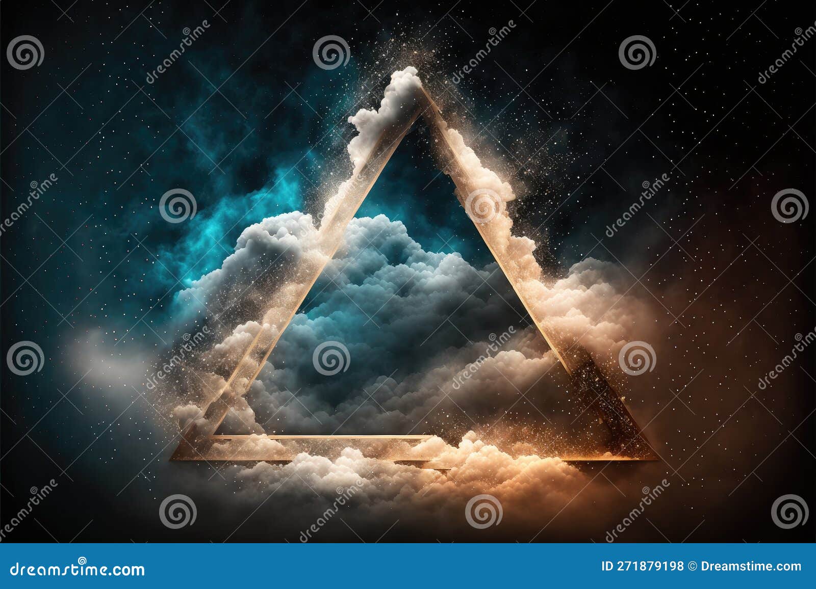 Abstract Design of Triangle Shape Cloud with Dying Colorful Particles ...