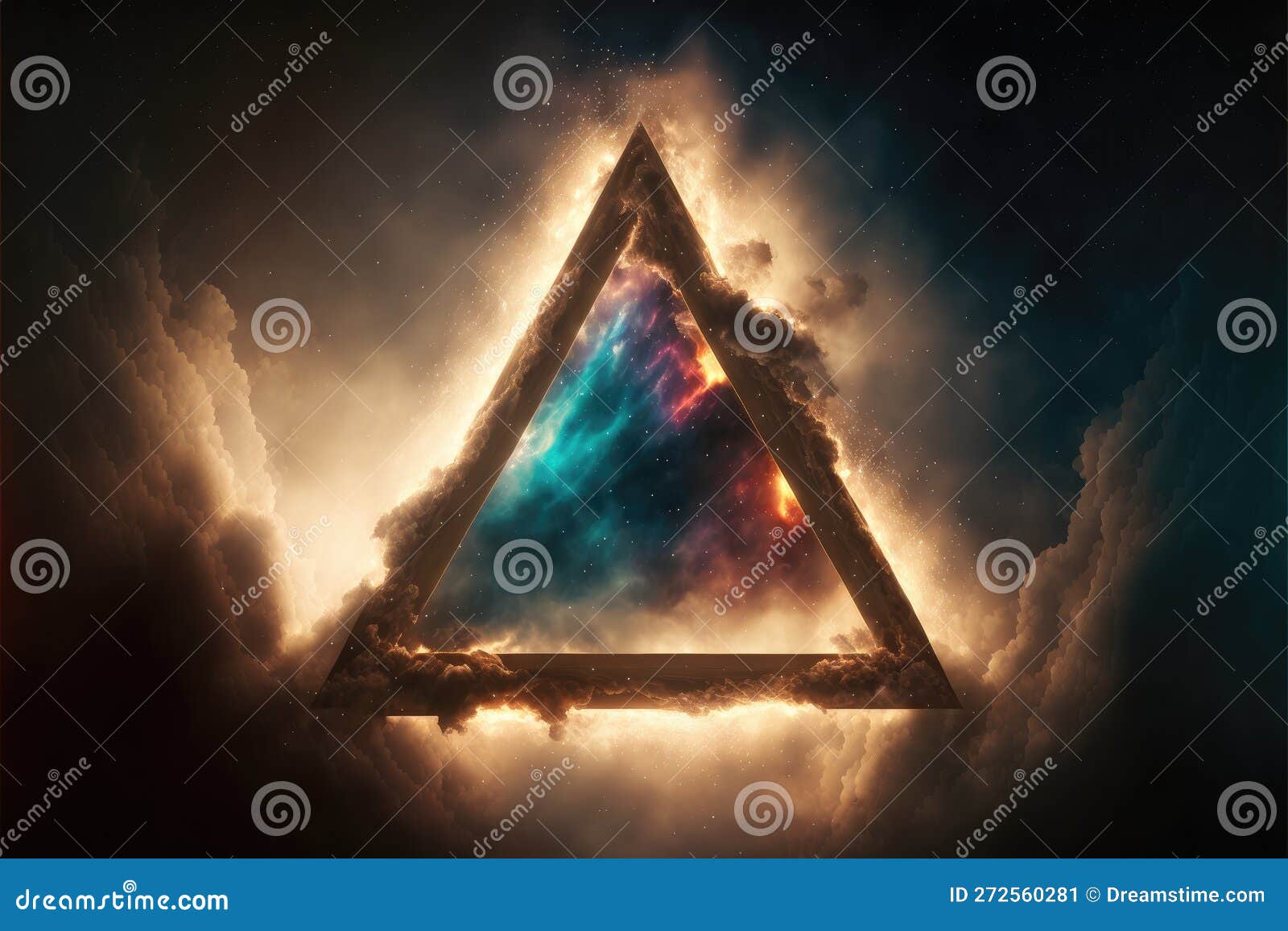 Abstract Design of Triangle Shape Cloud with Dying Colorful Particles ...