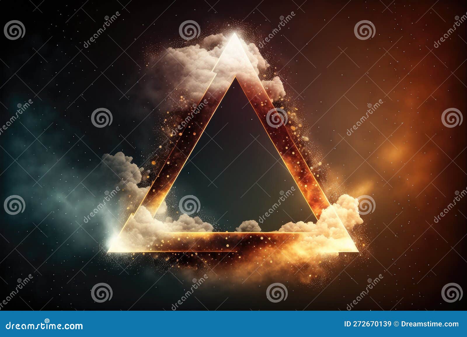 Abstract Design of Triangle Shape Cloud with Dying Colorful Particles ...