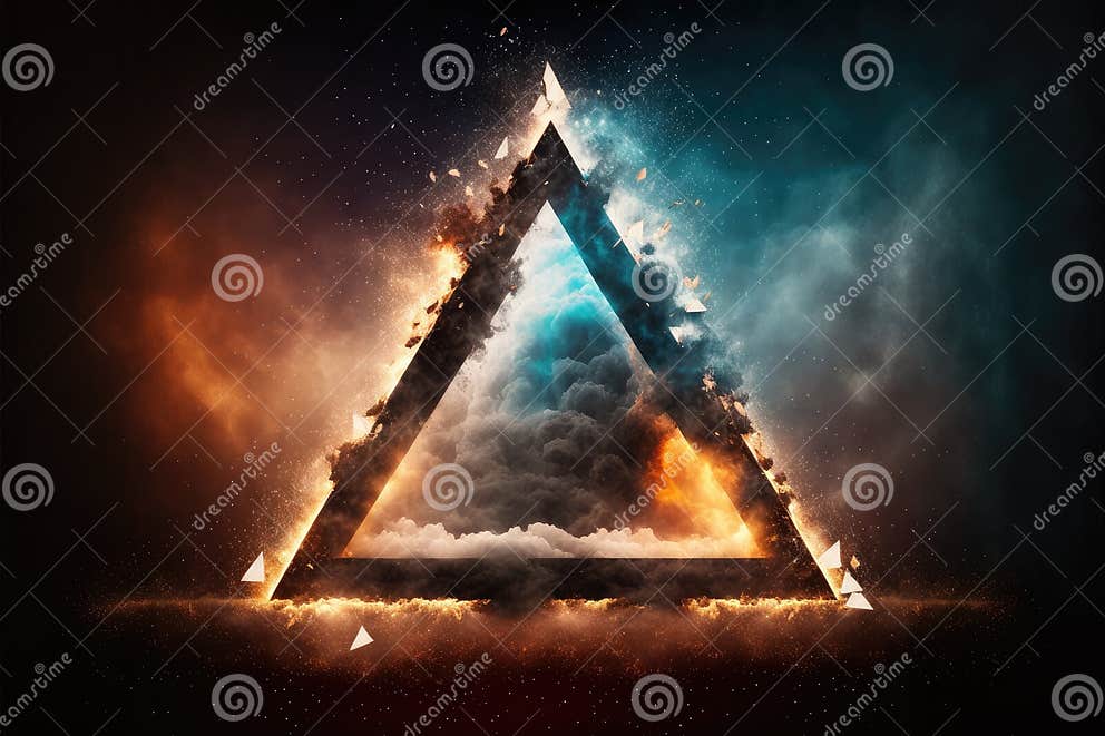 Abstract Design of Triangle Shape Cloud with Dying Colorful Particles ...
