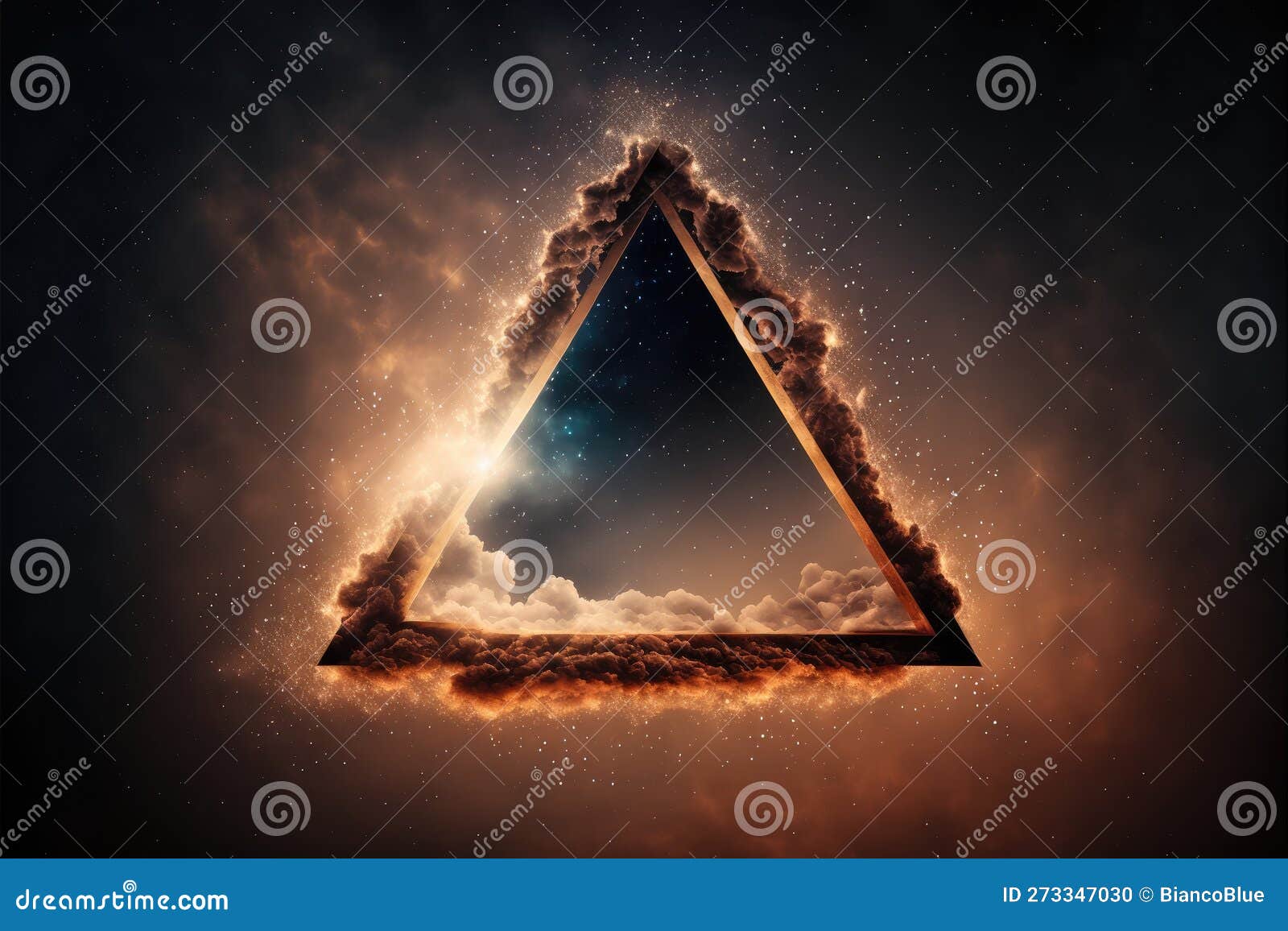 Abstract Design of Triangle Shape Cloud with Dying Colorful Particles ...