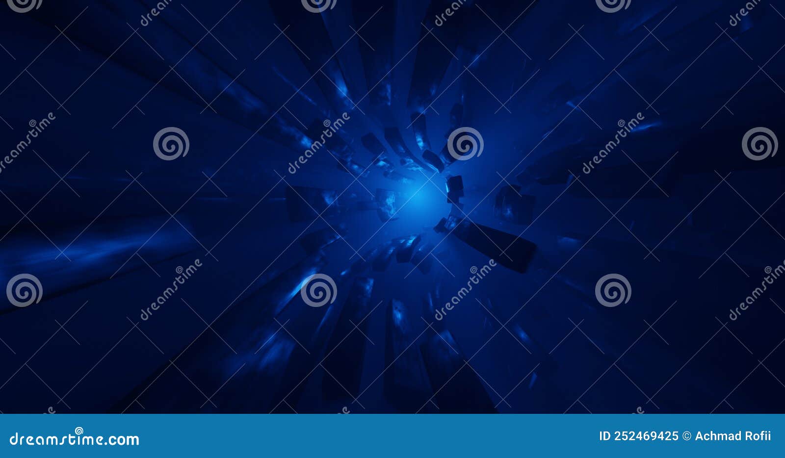 Abstract Design Using Cube Shape Elements with Glowing Blue Light Which ...
