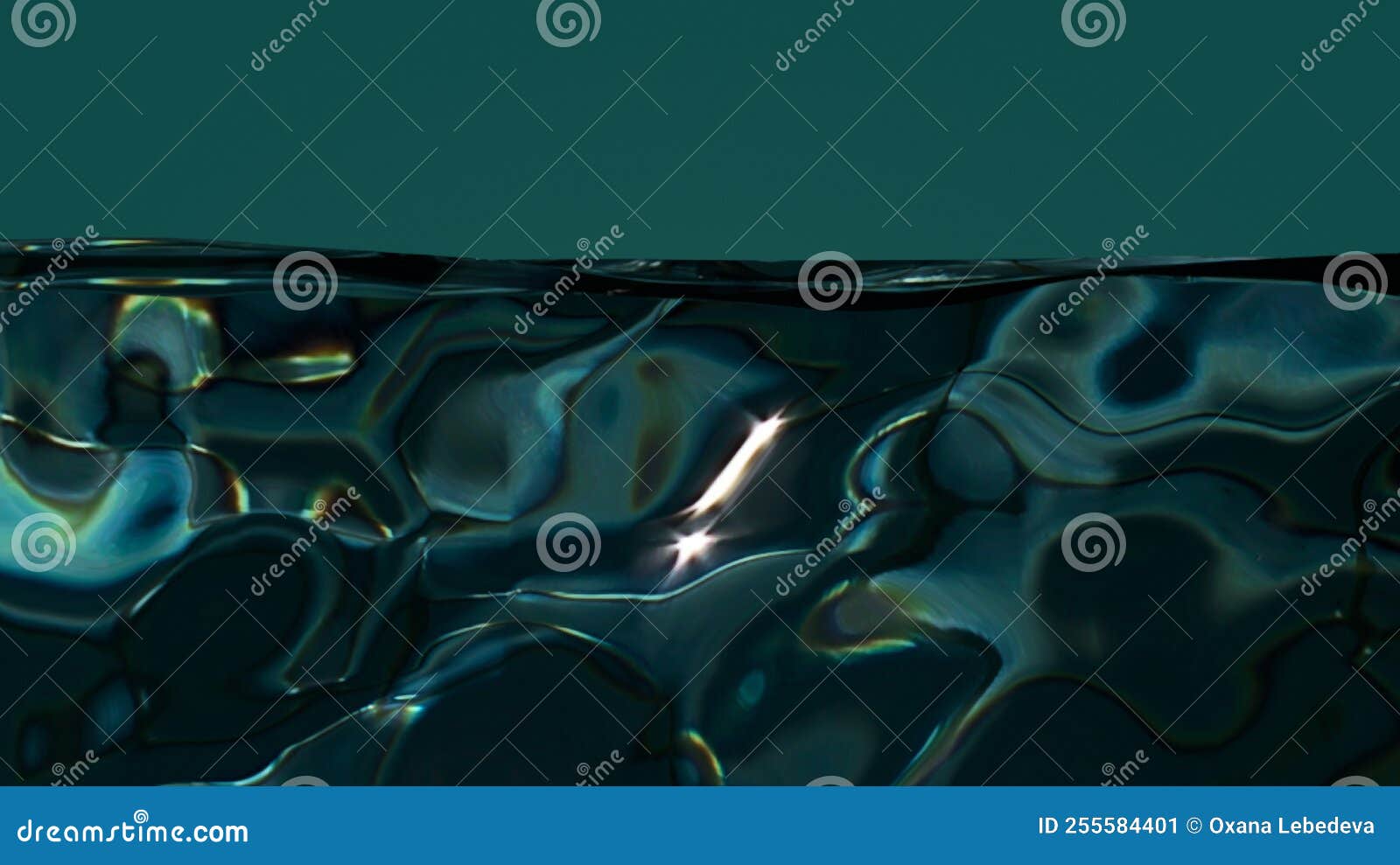 Abstract Design of Water Split Line with Underwater. 3D Rendering Stock ...