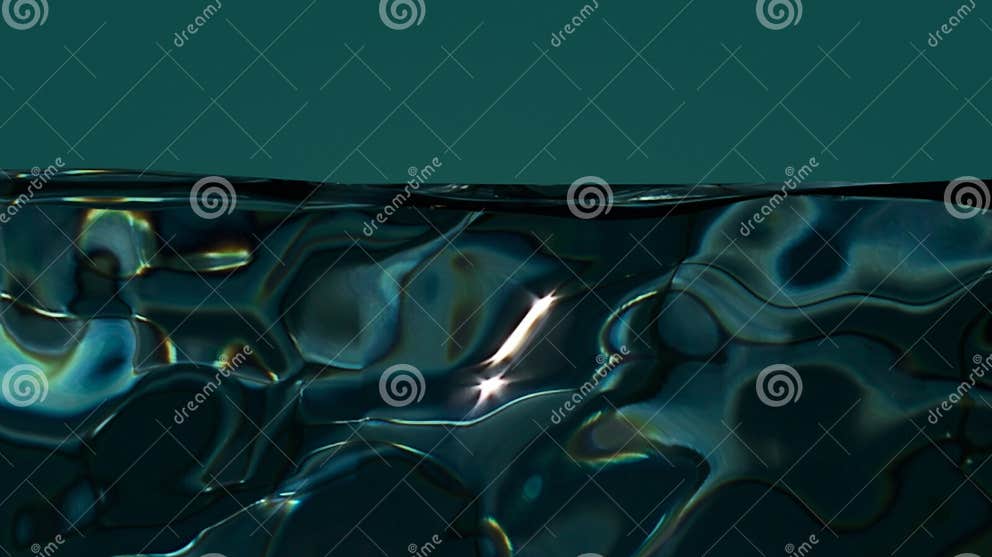 Abstract Design of Water Split Line with Underwater. 3D Rendering Stock ...