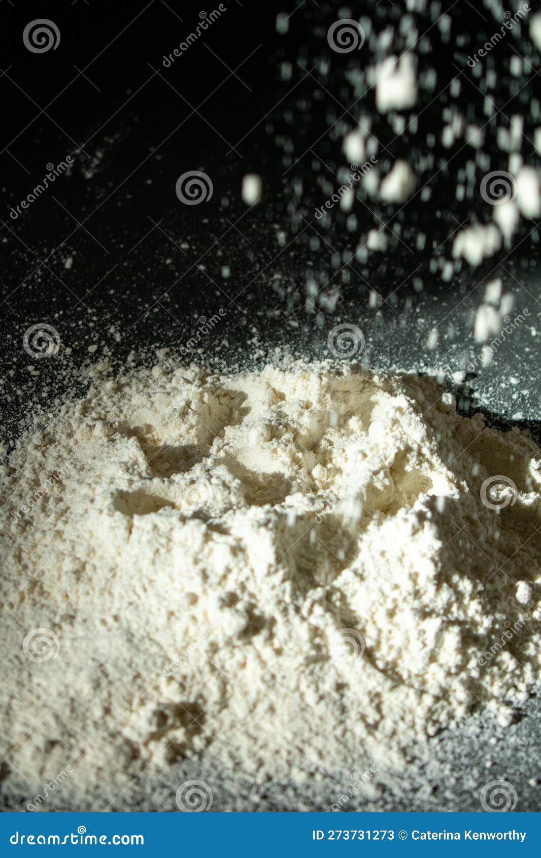 Abstract Design of White Flour Cloud Against Black Background Stock ...