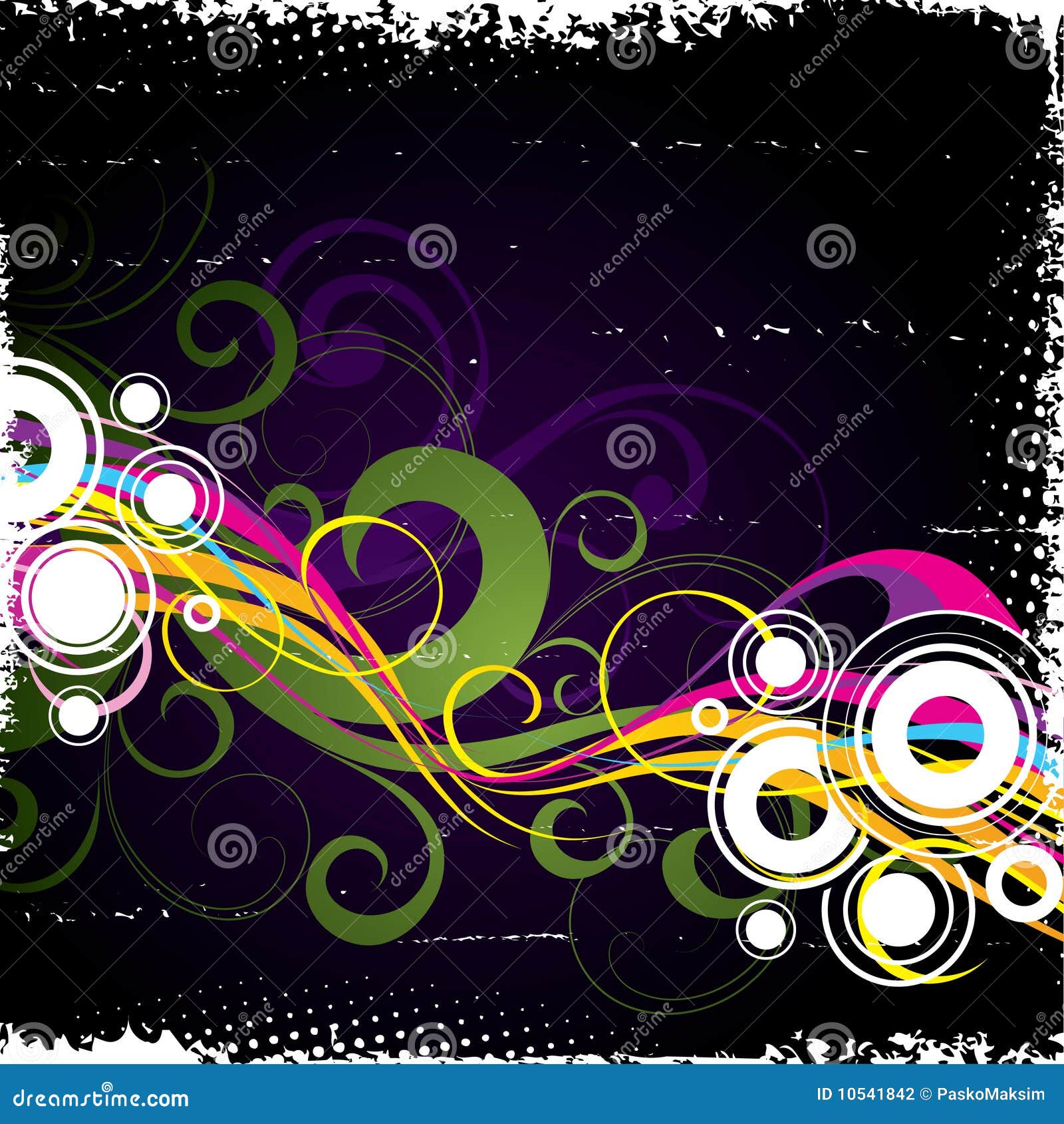 Abstract designs on black stock vector. Illustration of colors - 10541842