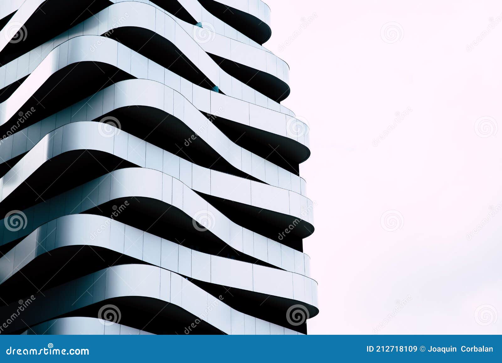 Abstract Detail of a Curved Balcony Design for Elegant Architecture ...