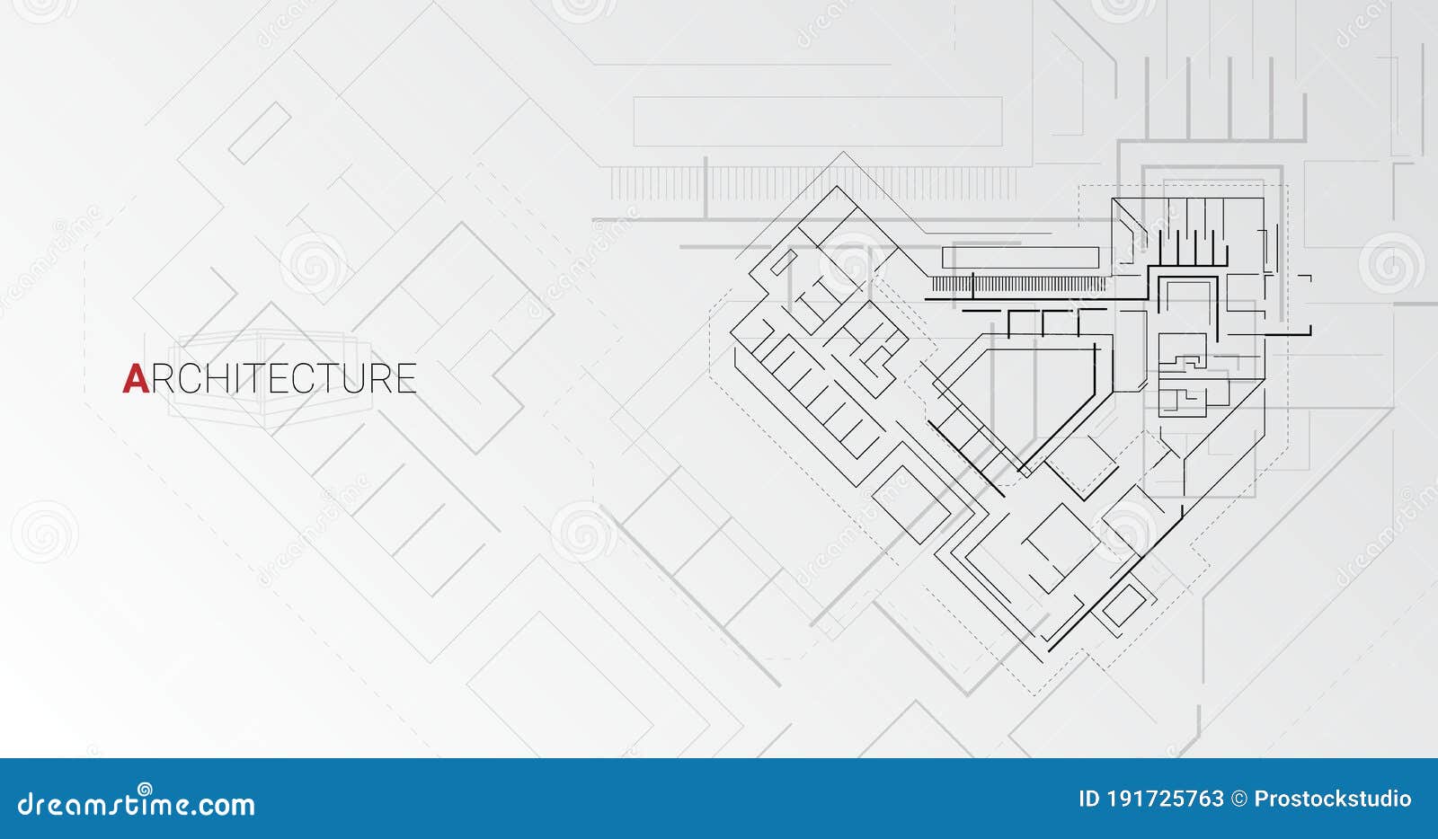 Abstract Detailed Building Scheme on Gray Background, Vector ...