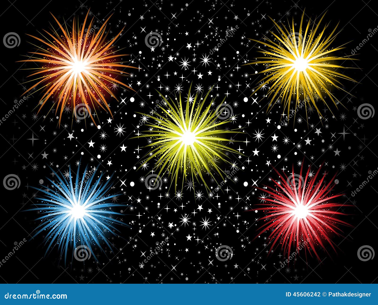 Abstract Detailed Colorful Cracker Explode in Sky Stock Vector ...