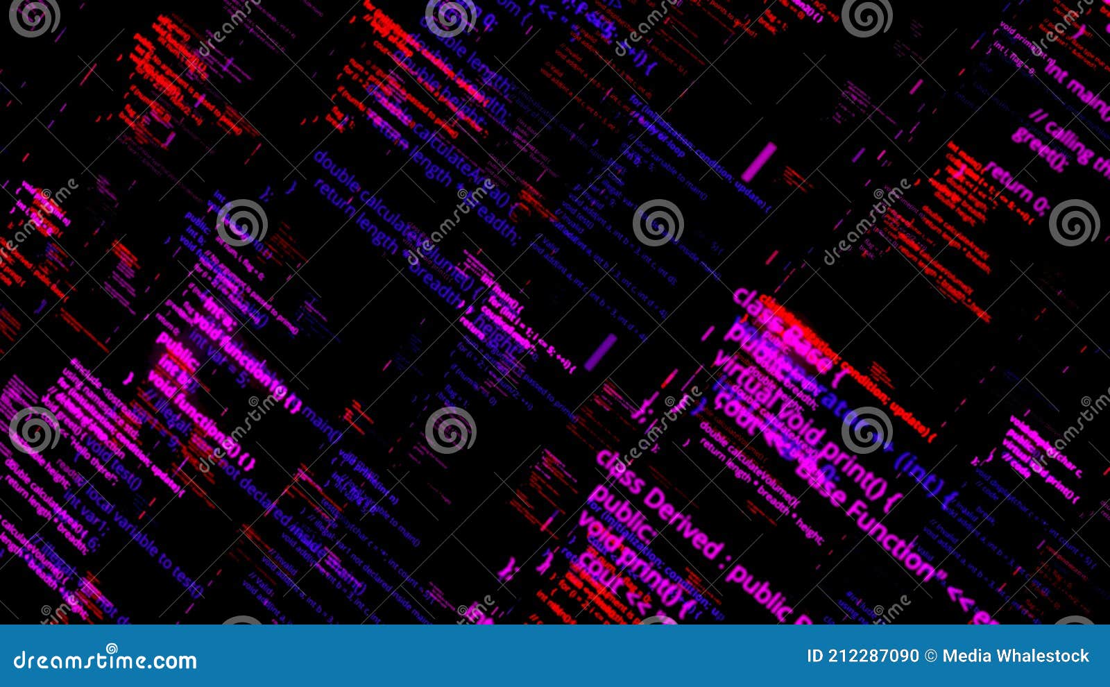 Abstract Details Of Computer Language Lines Flowing On Black Background Seamless Loop