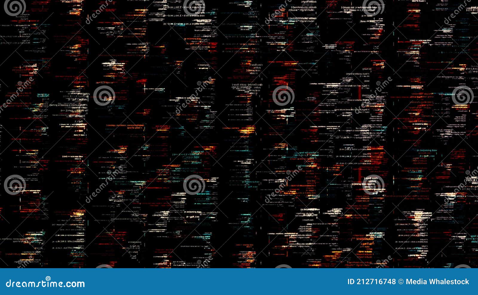 Abstract Details of Computer Language, Lines Flowing on Black Background, Seamless Loop ...
