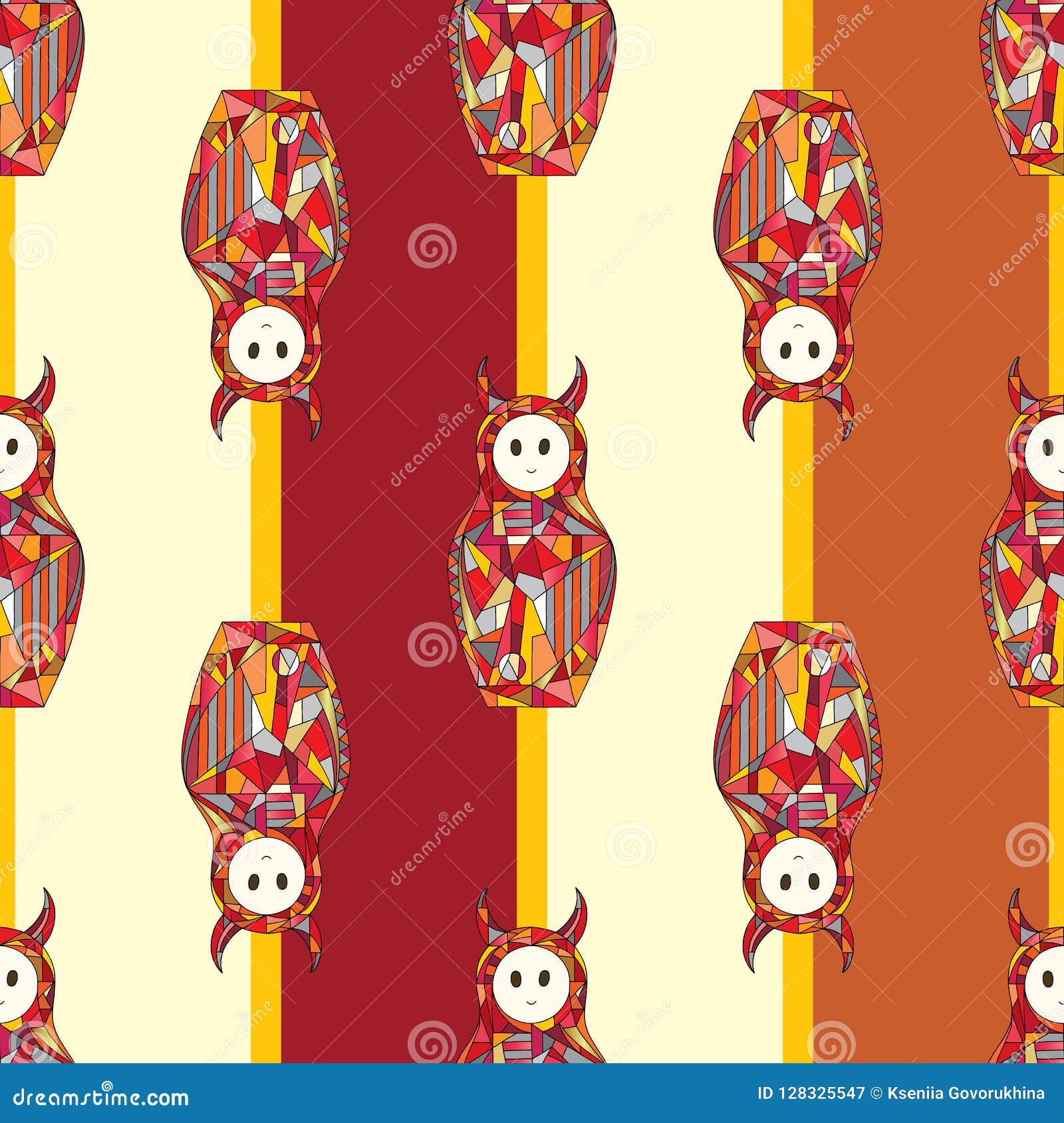 Abstract Devil Girls Vector Seamless Pattern. Fantasy Characters ...