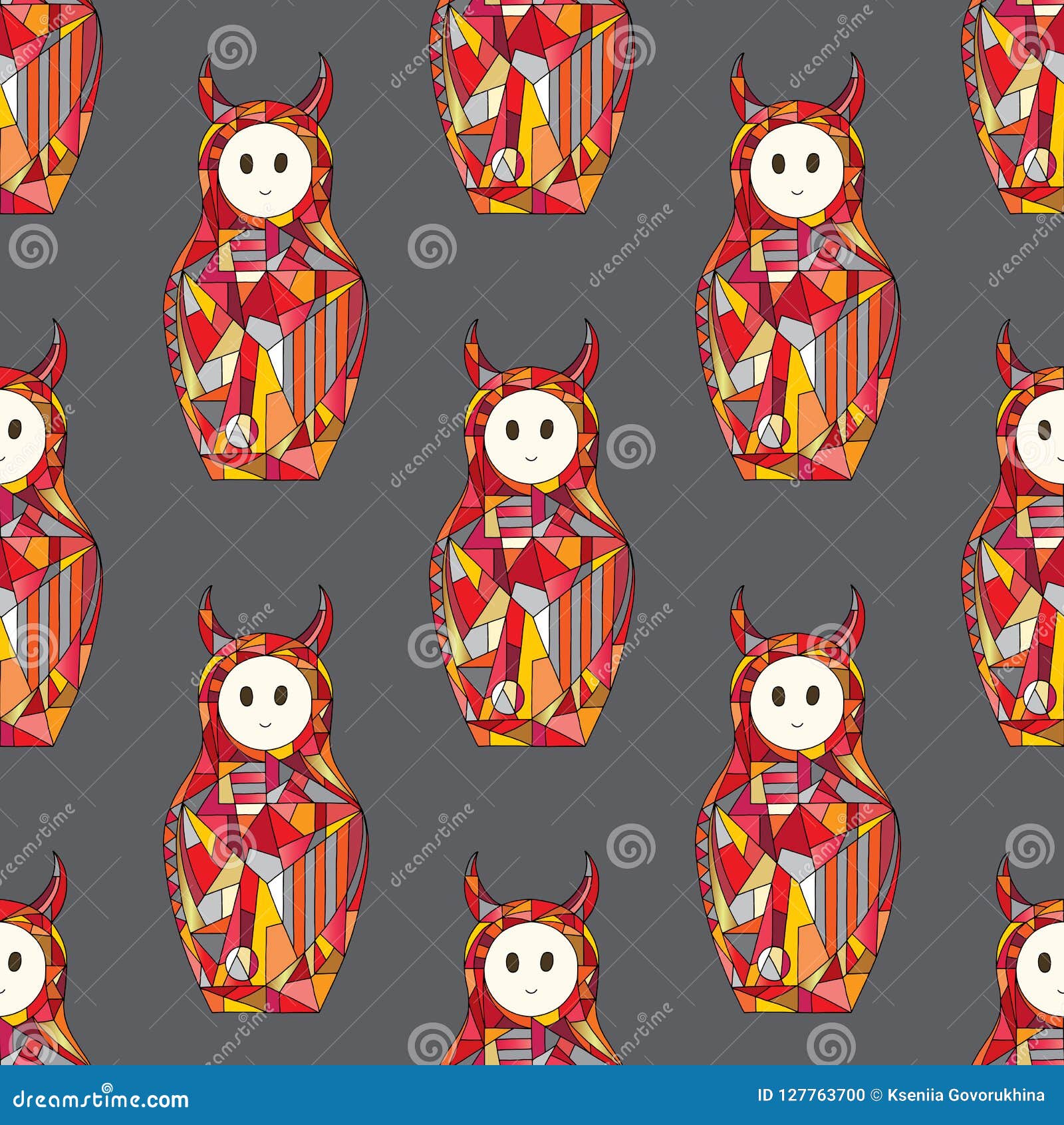 Abstract Devil Girls Vector Seamless Pattern. Satanic Characters ...