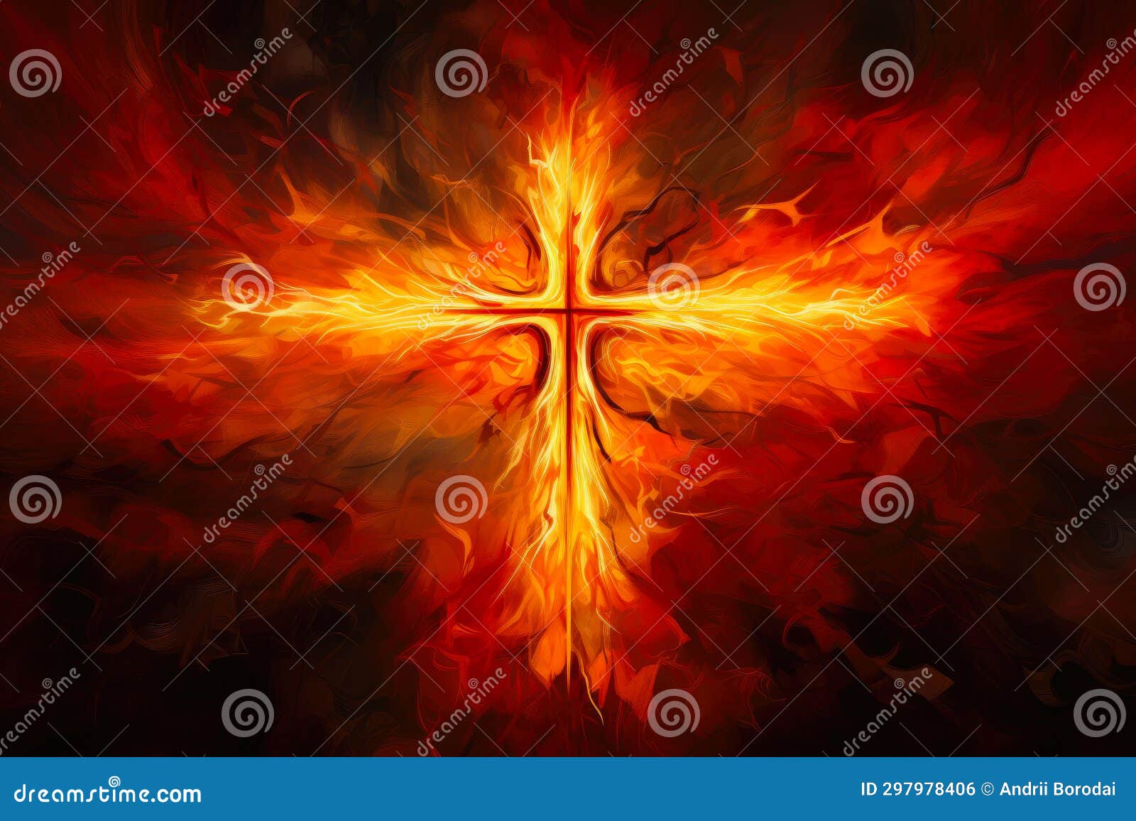 Abstract Devotion: Burning Cross. Ai Generated. Stock Illustration ...