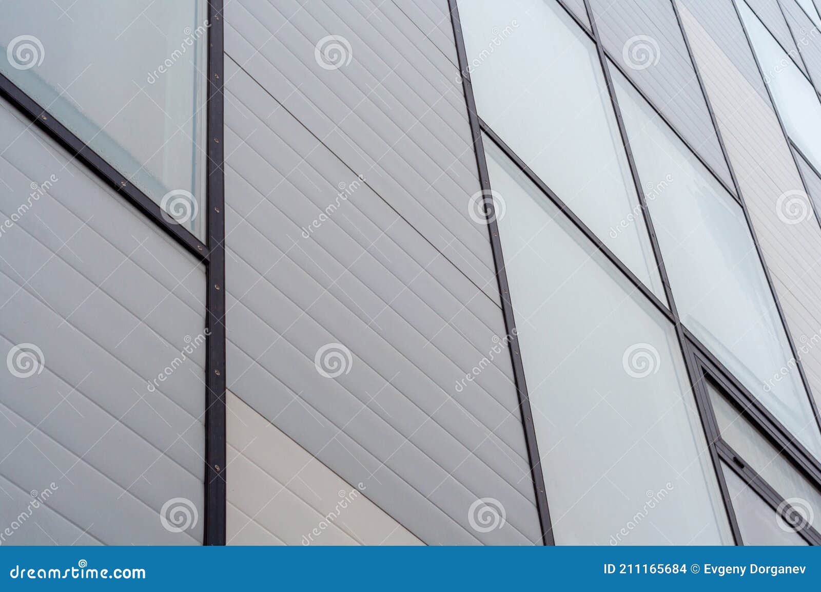 Abstract Diagonal Building Facade with Windows and Siding Background ...