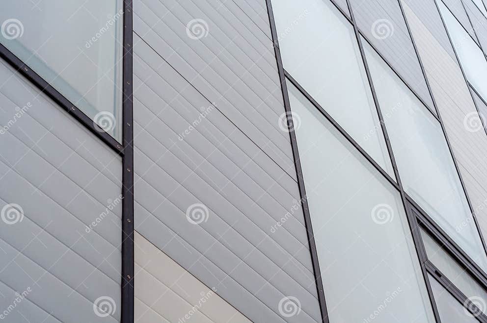 Abstract Diagonal Building Facade with Windows and Siding Background ...