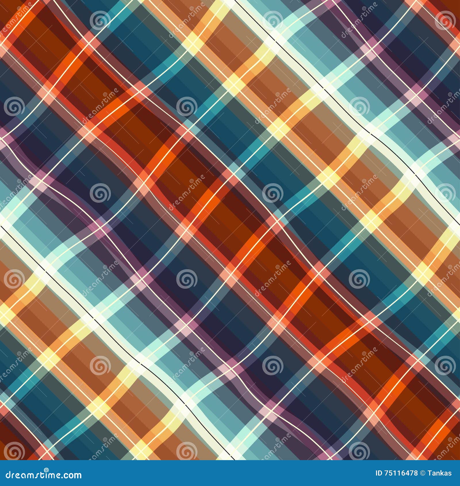 Abstract Diagonal Plaid Background Stock Vector - Illustration of curve, seamless: 75116478