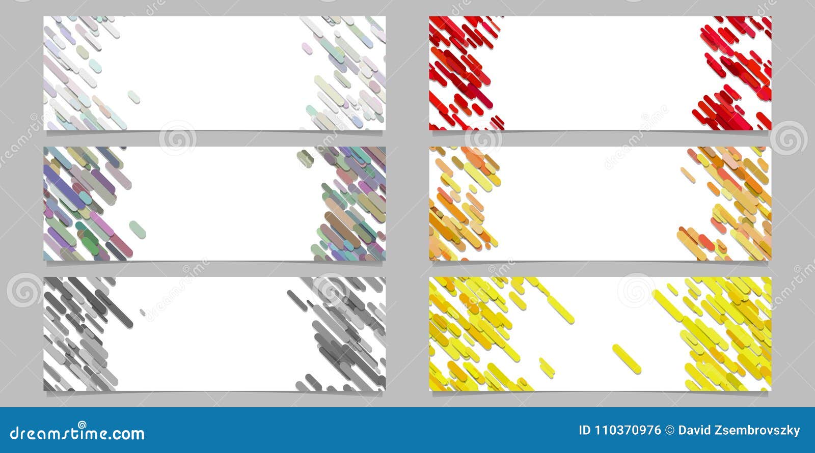 Abstract Diagonal Rounded Stripe Pattern Banner Template Design Set ...