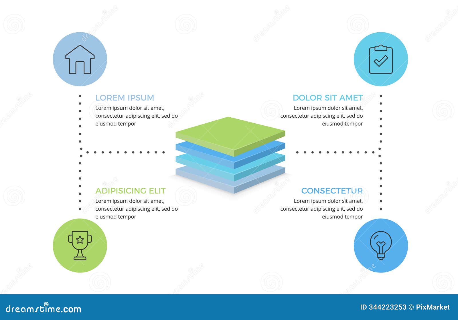 Abstract Diagram with 4 Elements Stock Vector - Illustration of mind ...