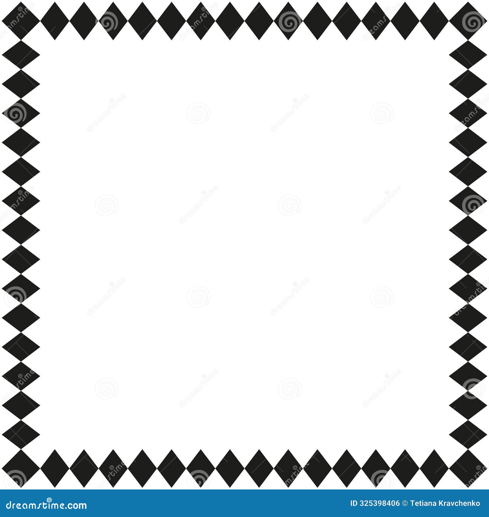 Abstract Diamond Border. Geometric Square Frame. Black and White Design ...