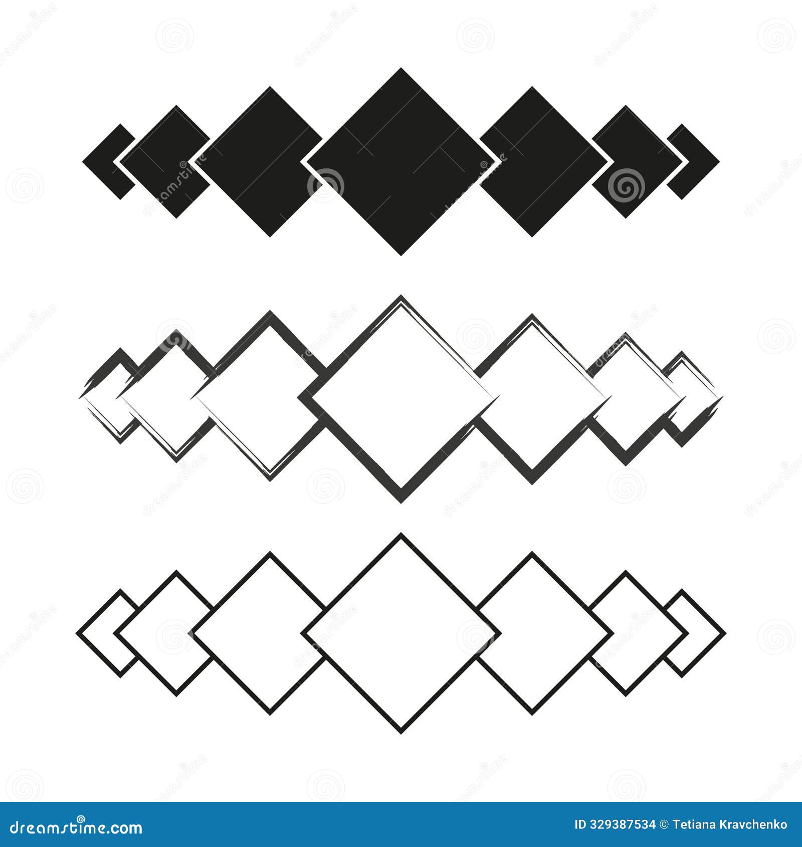 Abstract Diamond Borders. Geometric Vector Patterns. Modern Minimalist ...