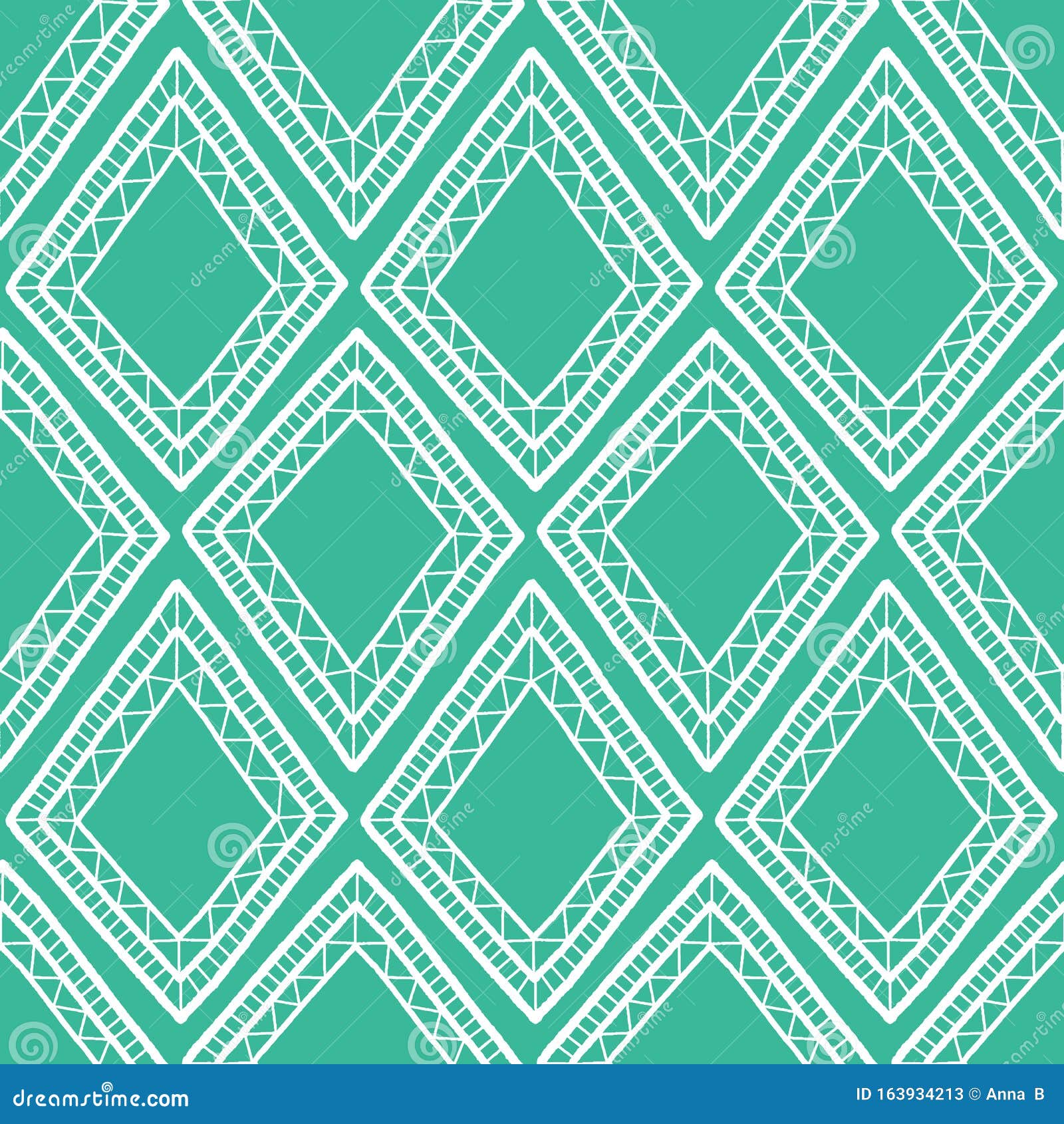 Abstract Diamond Vector Seamless Repeat Pattern Background in Green and ...