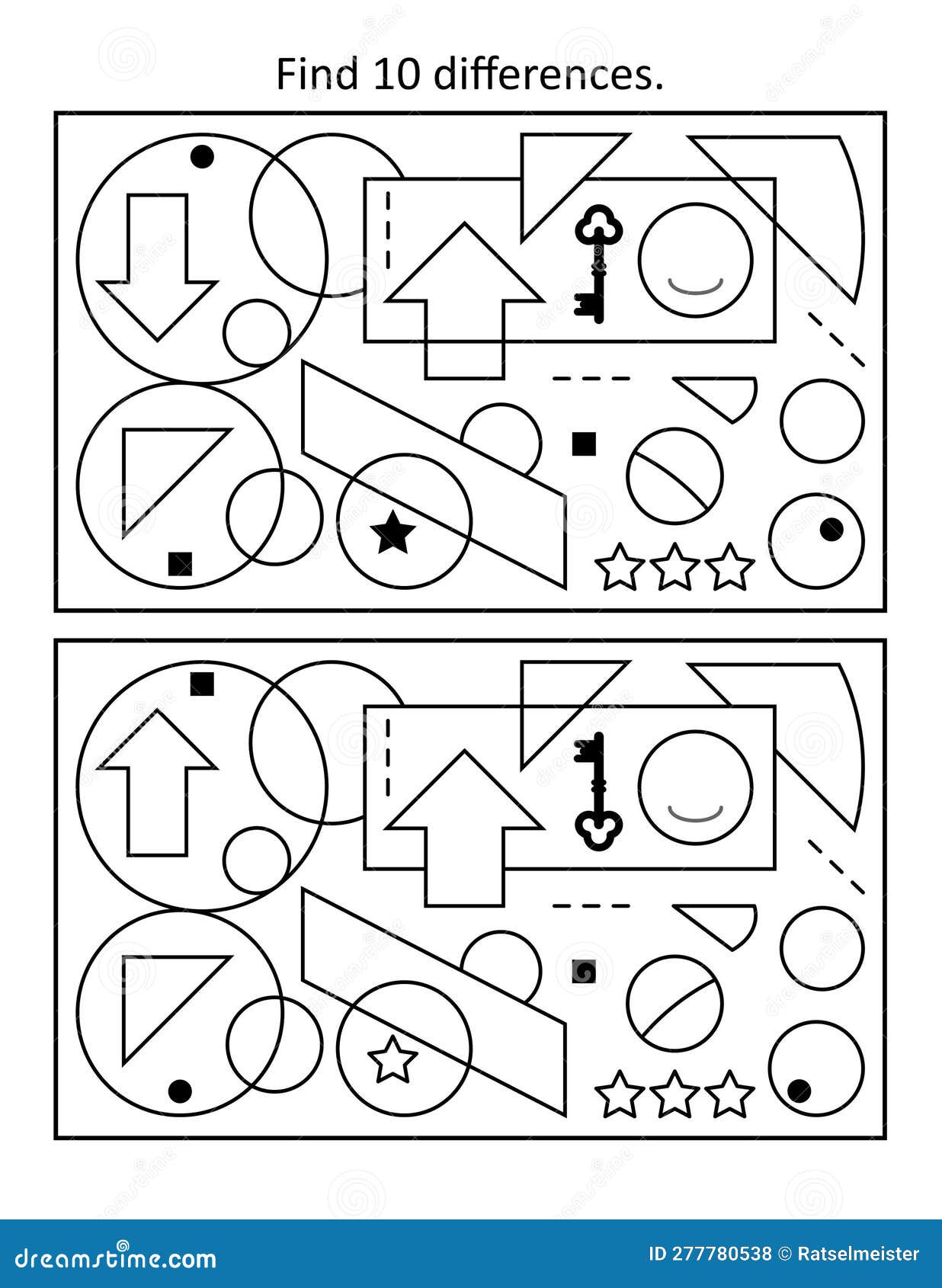 Abstract Difference Game. Spot 10 Differences between Two Pictures ...