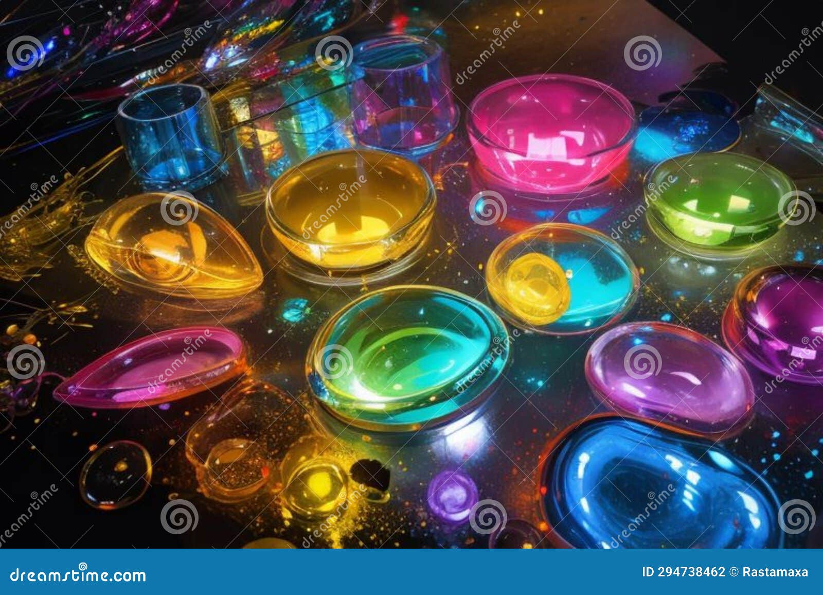 Abstract of Different Colors, Transparent Materials, Materials with ...